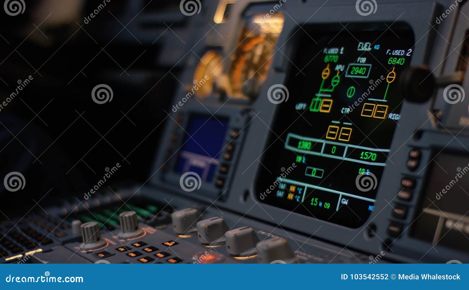 Autopilot Control Element of an Airliner. Panel of Switches on an ...