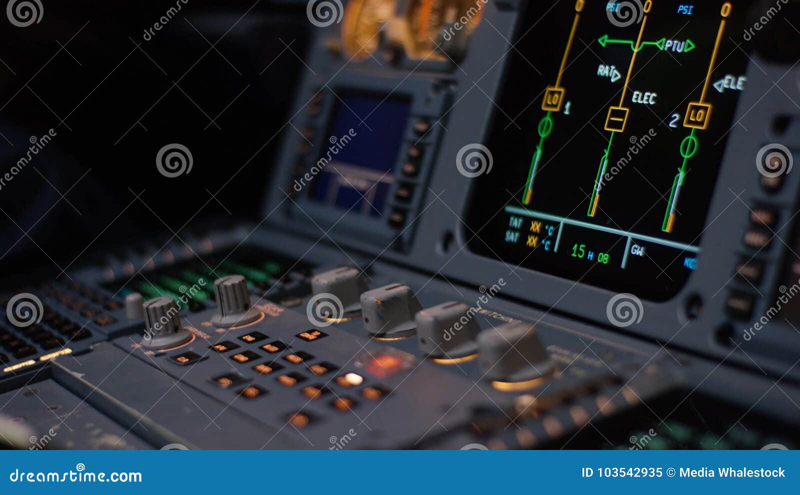 Panel Of Switches On An Aircraft Flight Deck. Autopilot Control Element ...