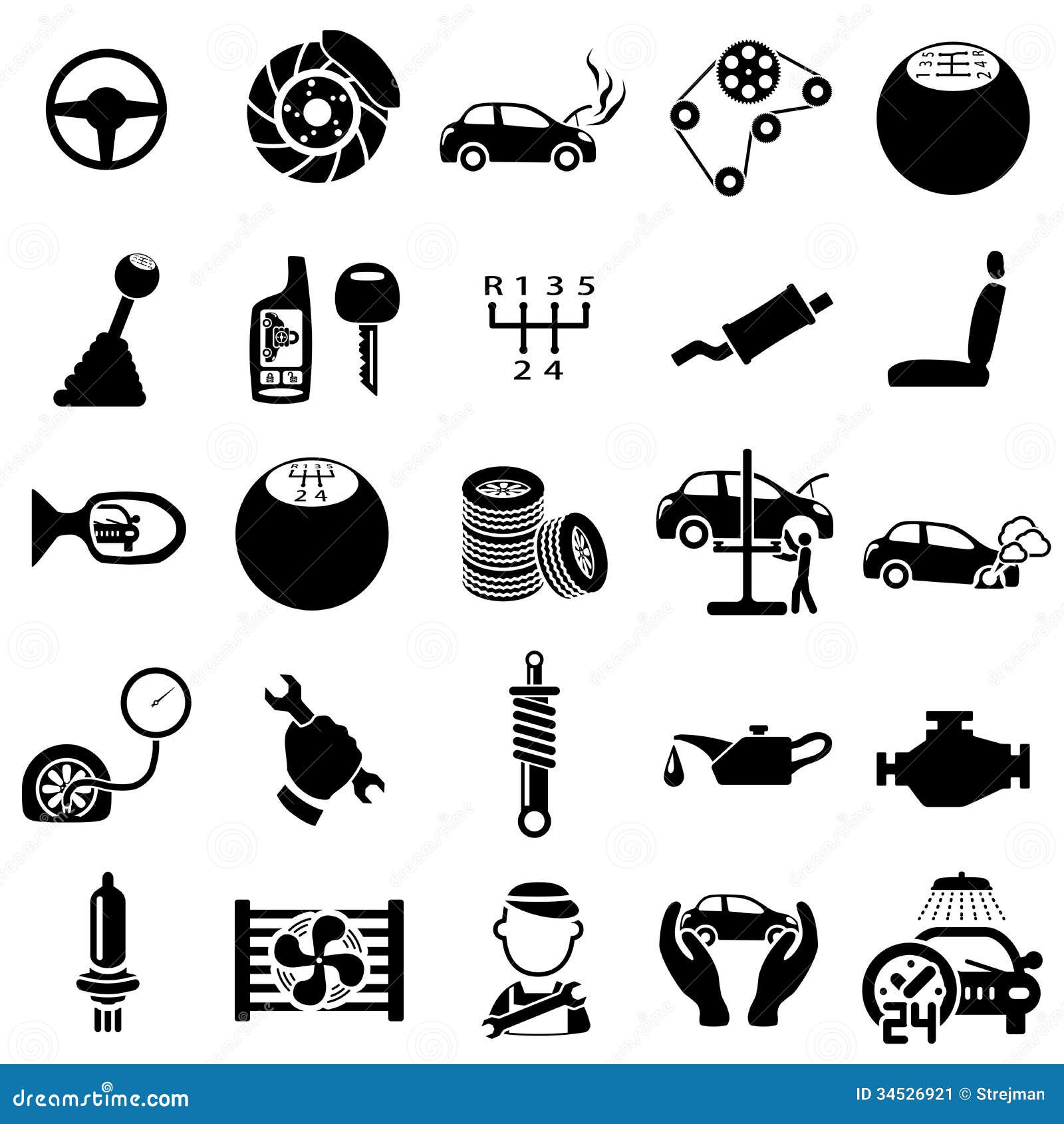 Autoreparatiepictogrammen vector illustratie. Illustration of zwart ...