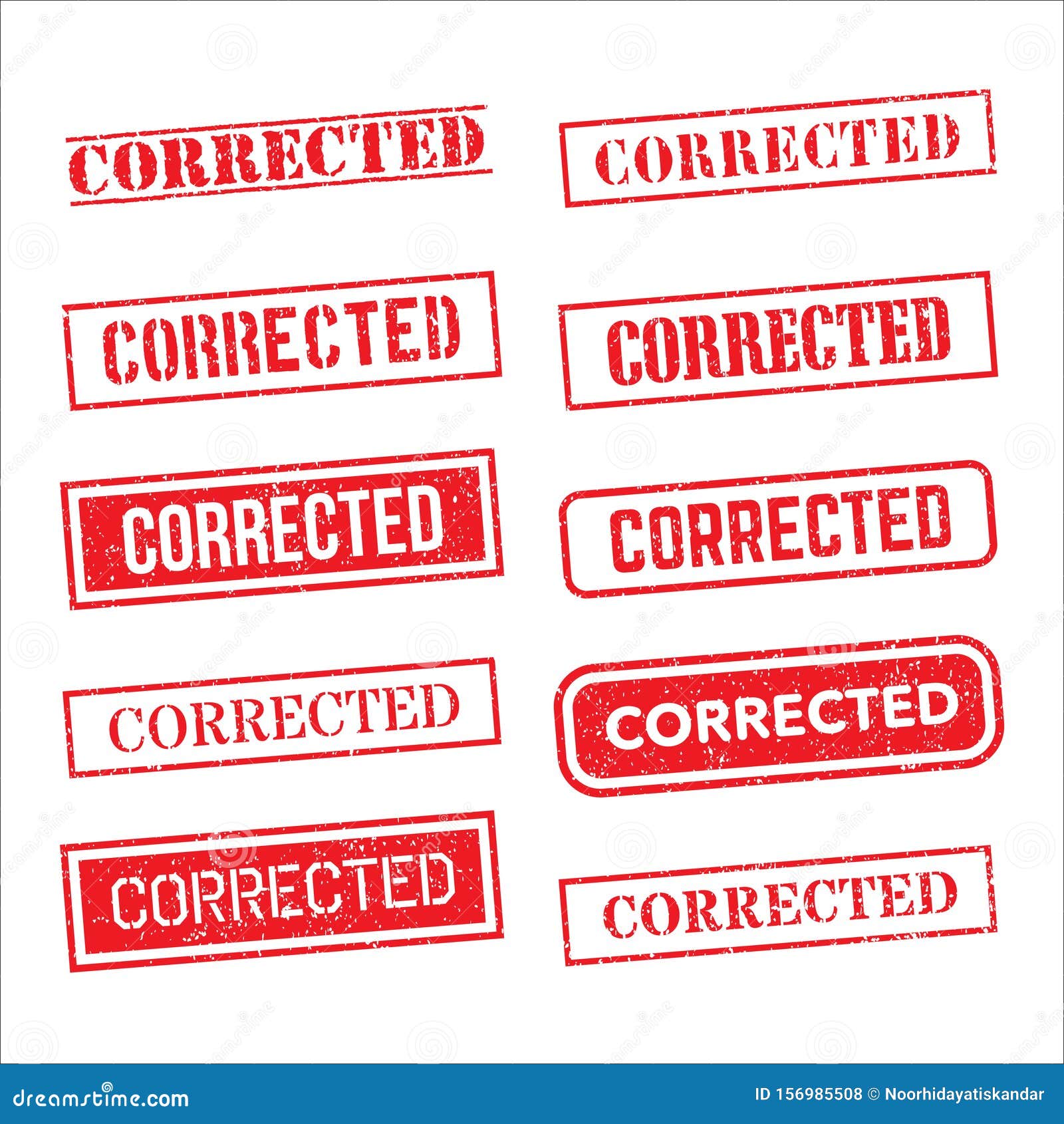 Corrected Red Rubber Stamp Over a White Background Stock Illustration ...
