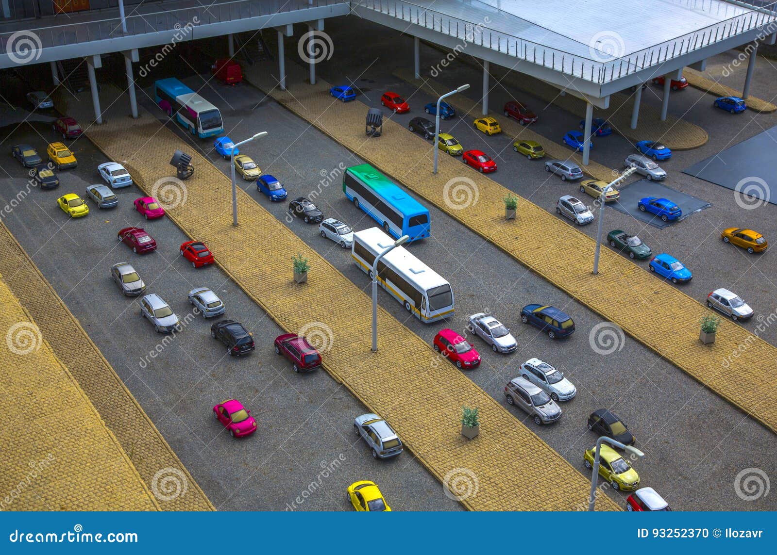Autos Im Parkplatz in Der Stadt Stockfoto - Bild von garage, farbe ...