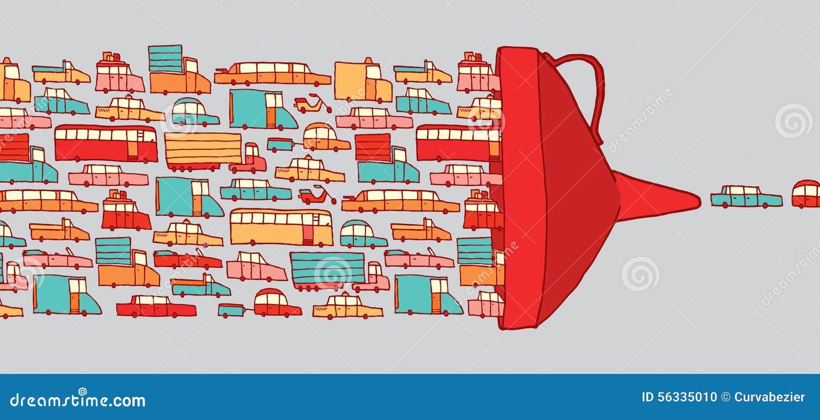 Autos Im Stau, Der Einen Riesigen Trichter Kommt Vektor Abbildung ...