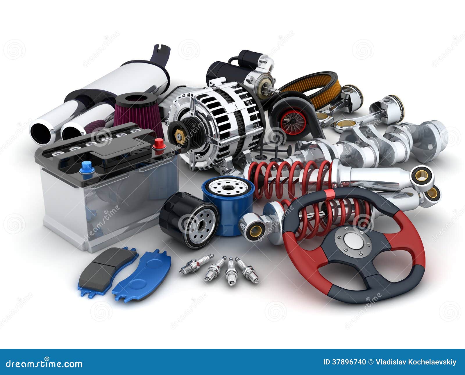 Autoteile stock abbildung. Illustration von bremse, generator - 37896740