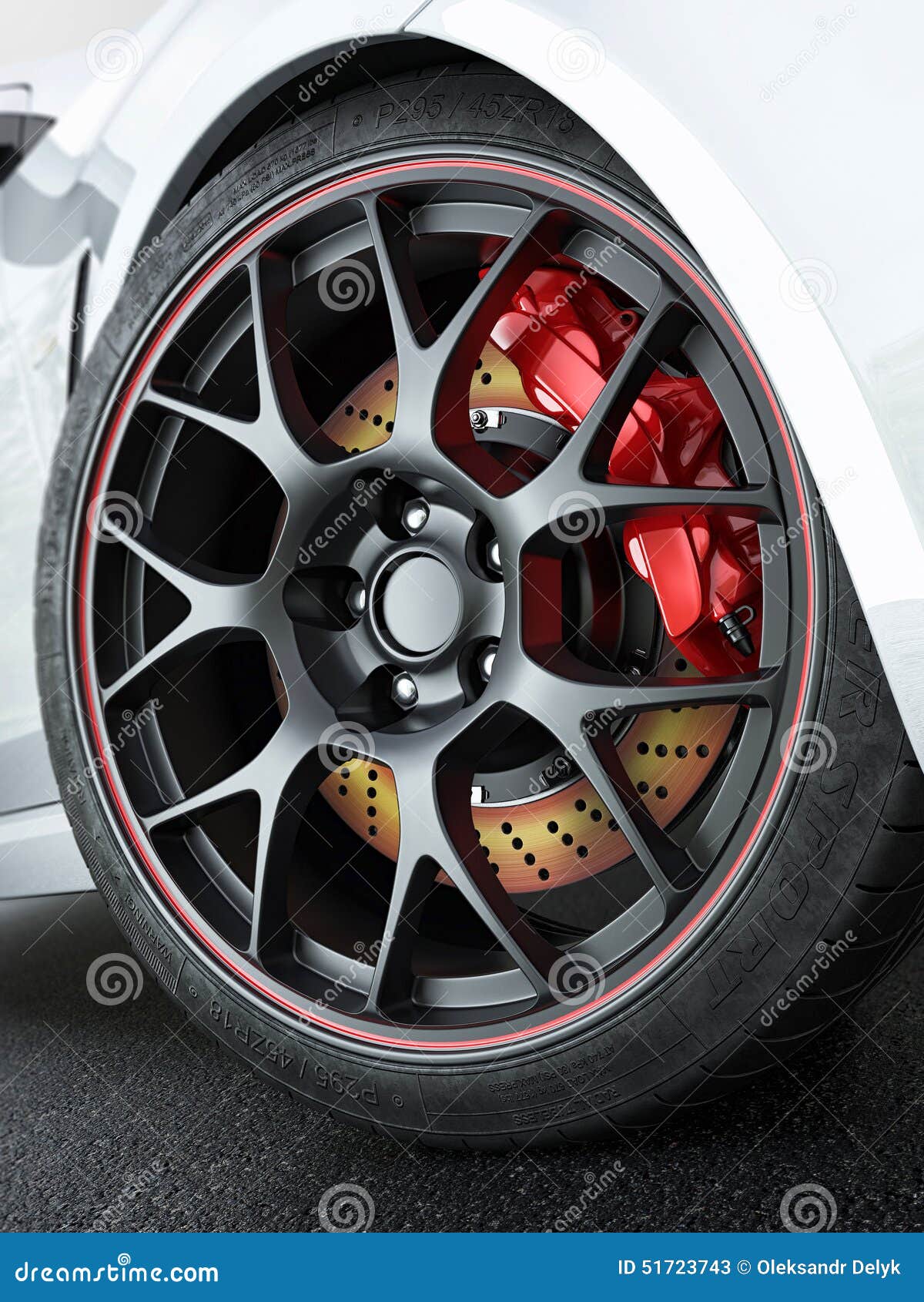 Autowiel Met Roodgloeiende Remmen Stock Illustratie - Illustration of ...