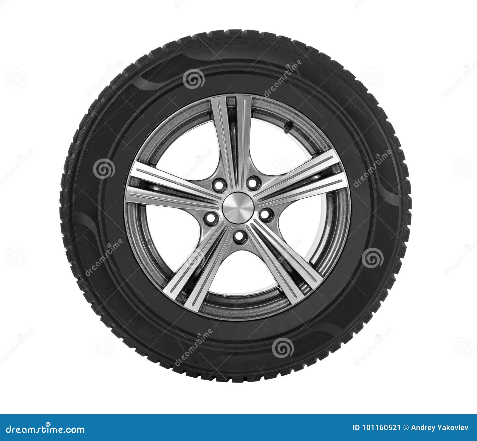 Autowiel op wit stock afbeelding. Image of zilver, rubber - 101160521
