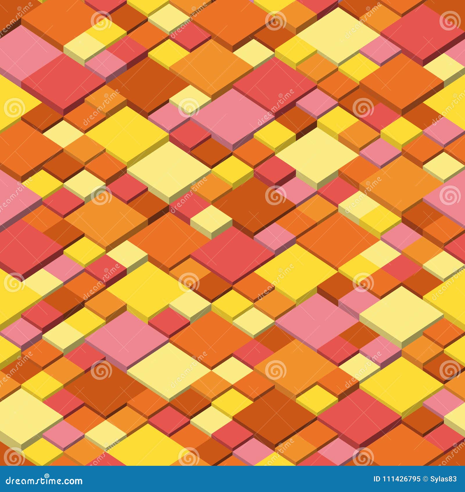 Autum. Abstract Seamless Pattern from the Isometric Cubes and Colors of ...
