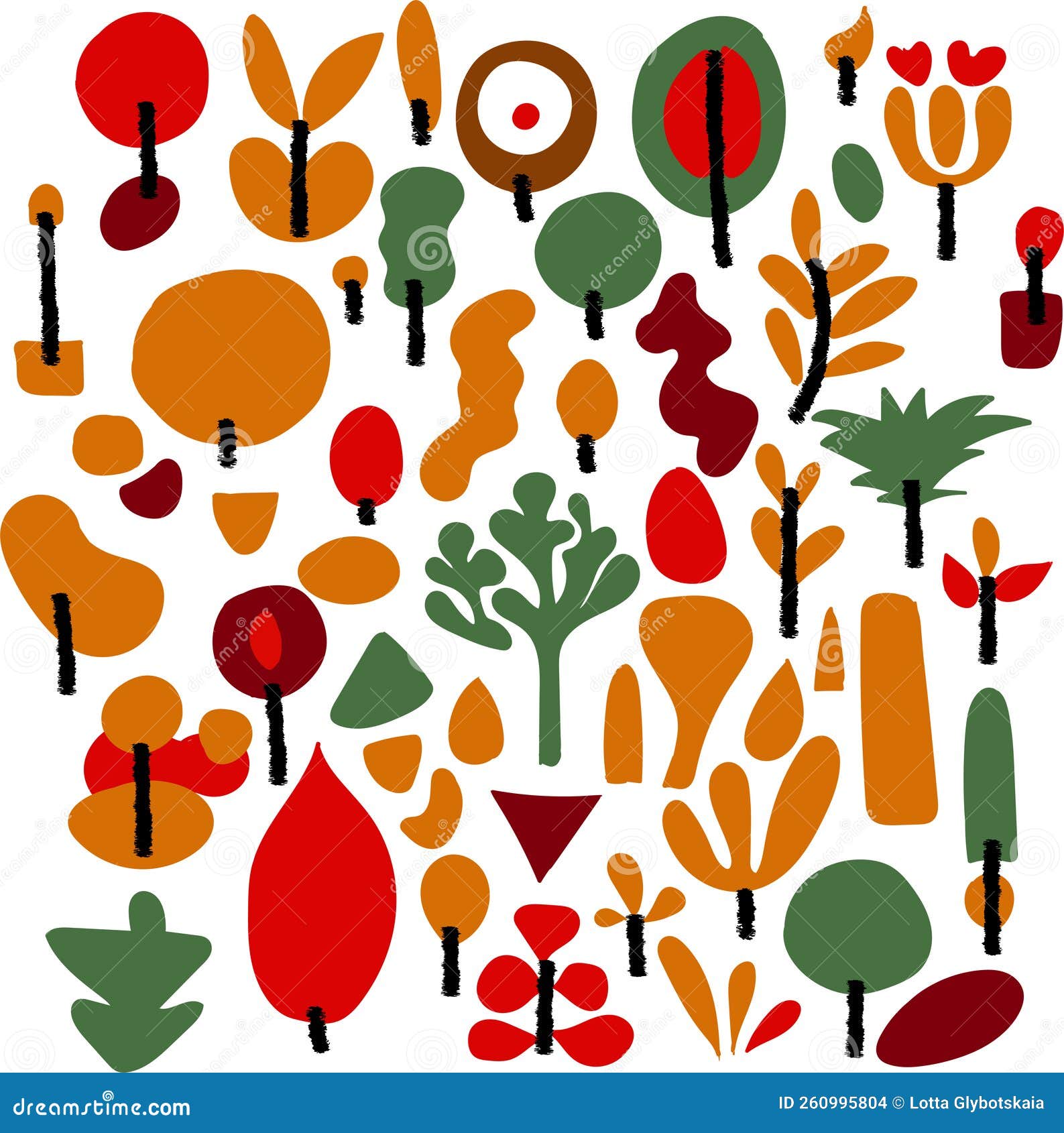 Autumn Abstract Modern Forest with Shapes and Stock Vector ...