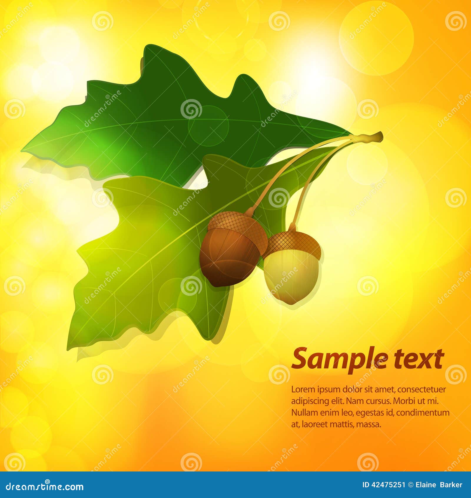 Autumn acorn background stock vector. Illustration of yellow - 42475251