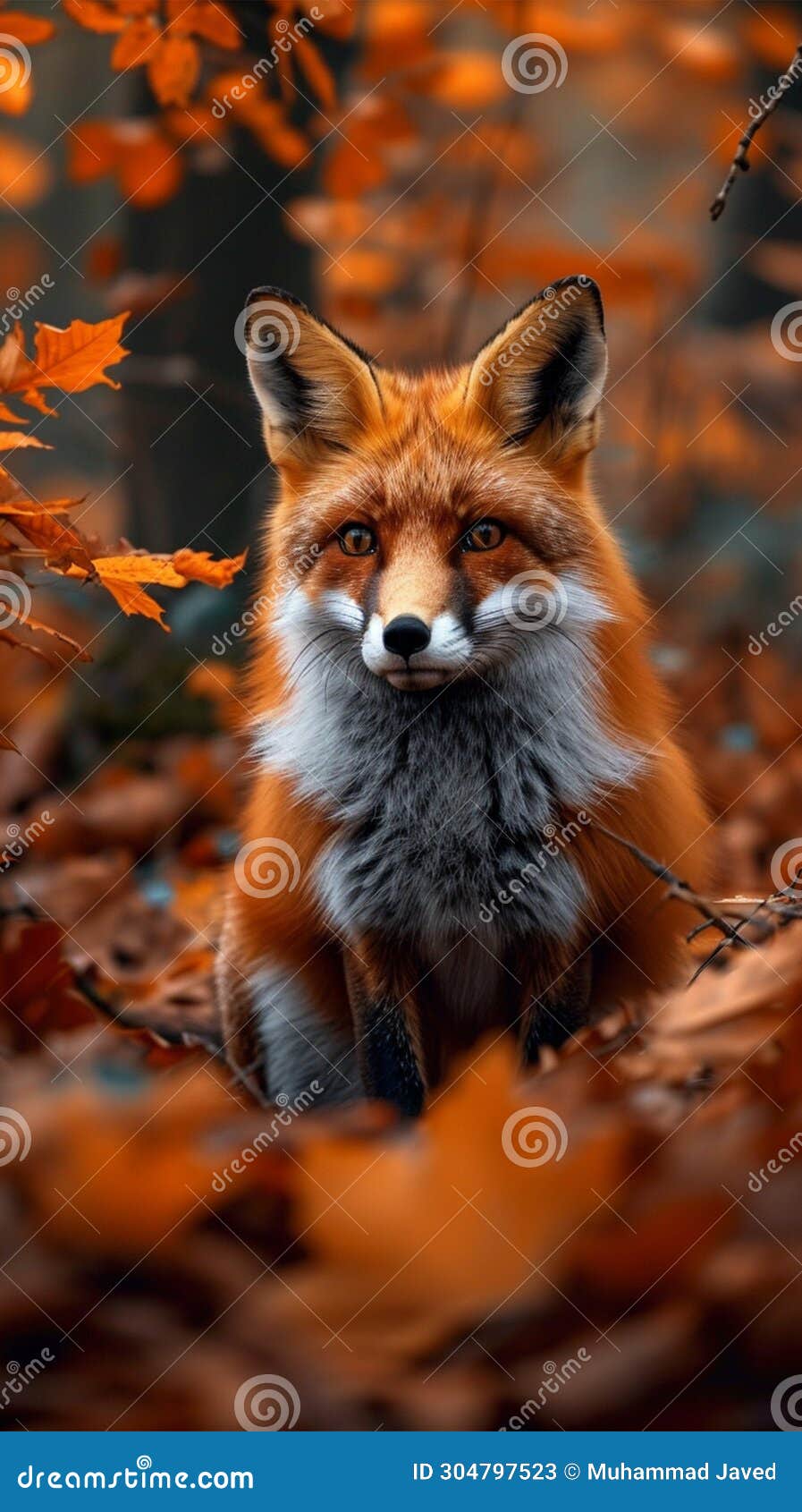 Autumn Allure Beautiful Red Fox in an Autumn Forest Scene Stock ...