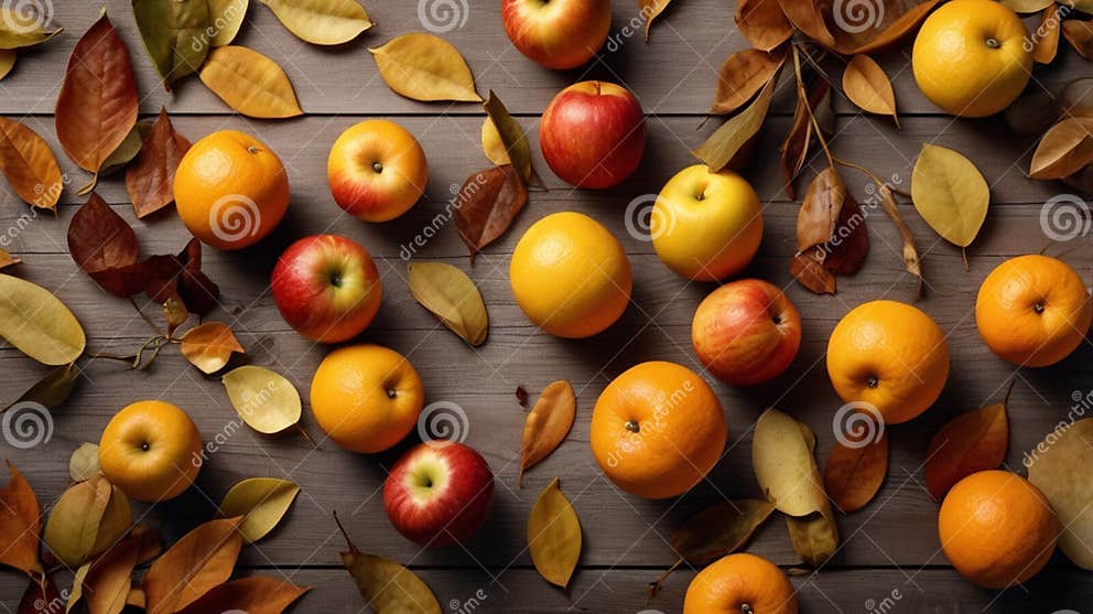 Autumn Apples. Apples of Several Varieties Picked in the Autumn Stock ...