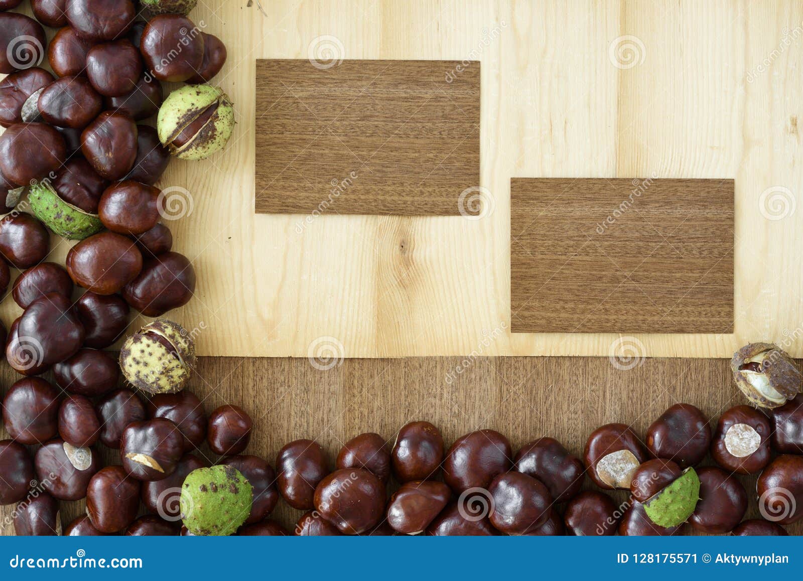 Chestnuts Frame on Wood Background. Stock Image - Image of empty ...