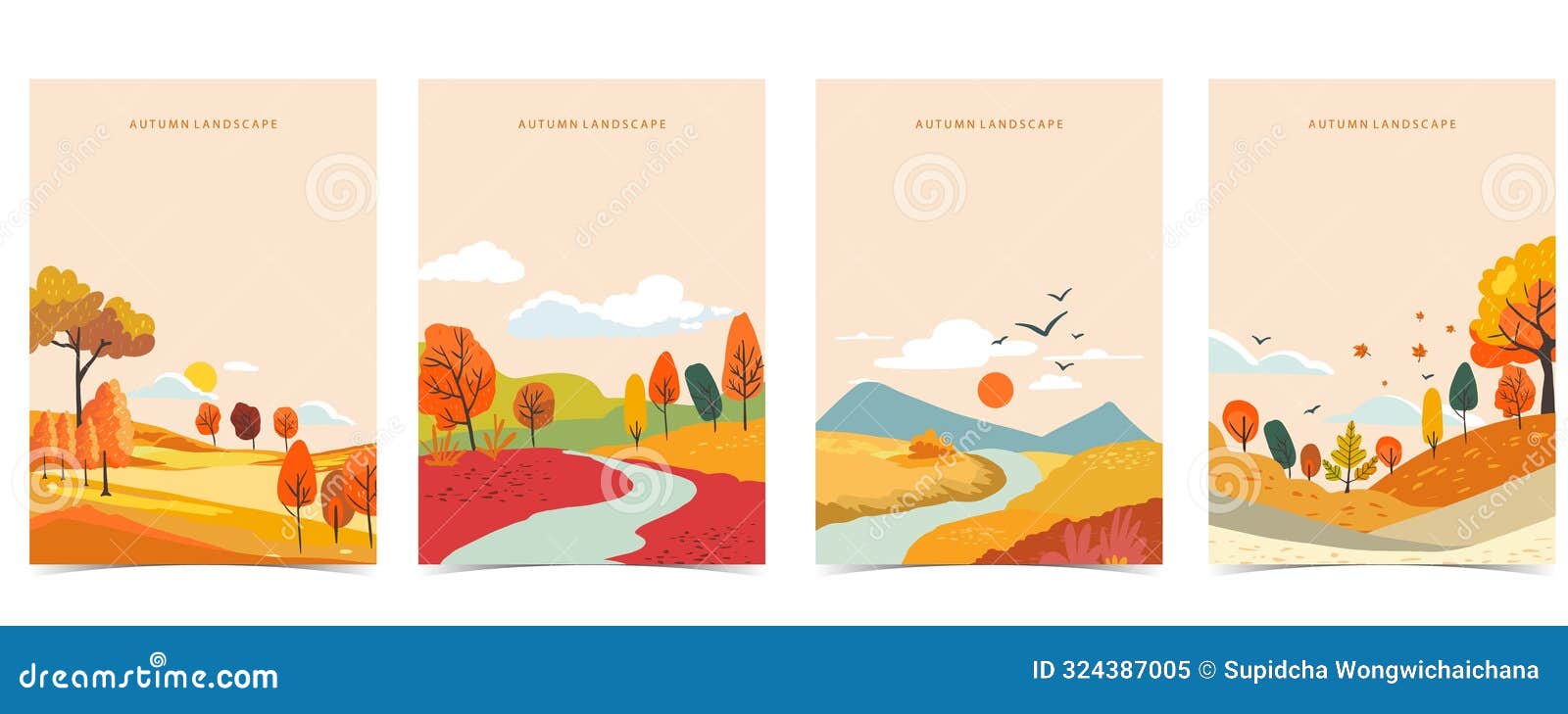 Autumn Background with Beautiful Natural Scene for A4 Vertical Design ...