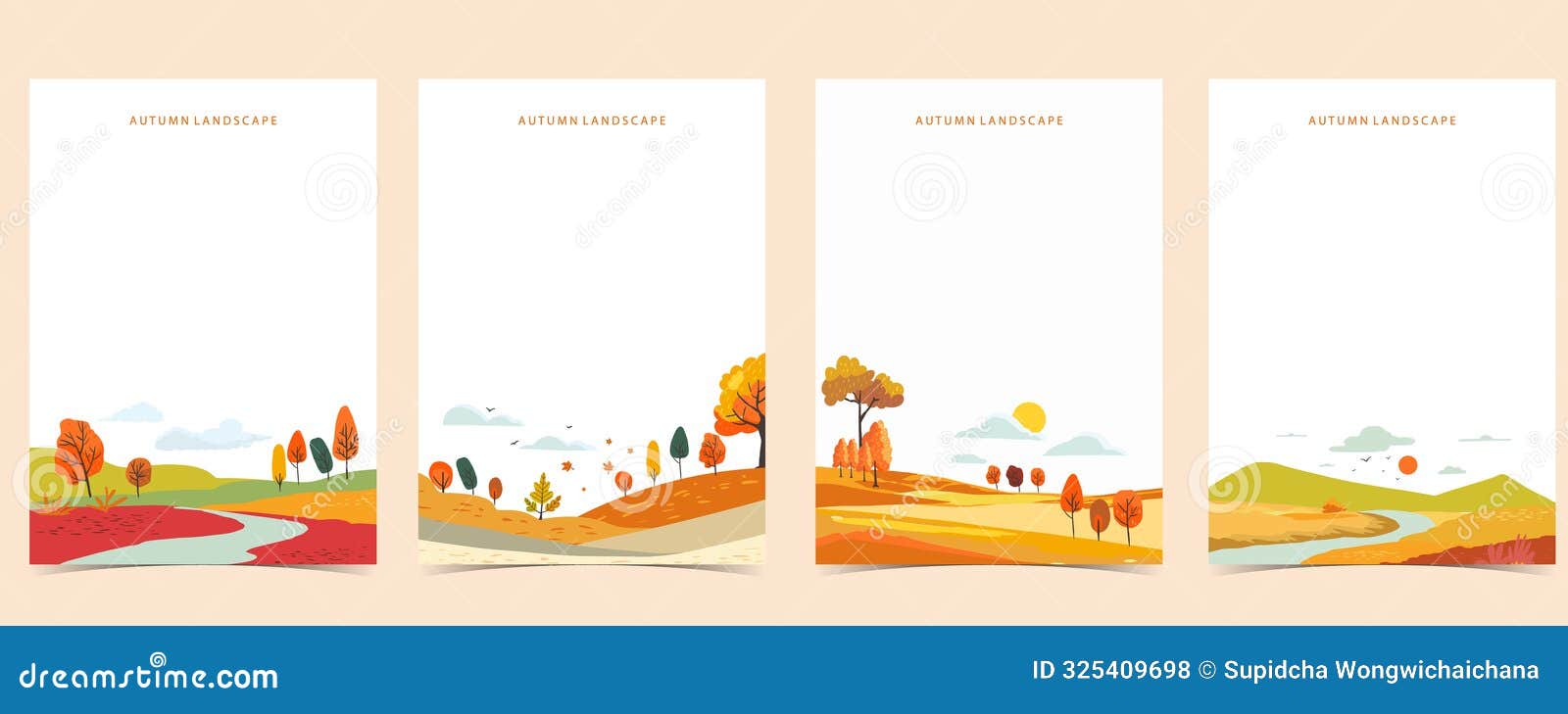 Autumn Background with Beautiful Natural Scene for A4 Vertical Design ...