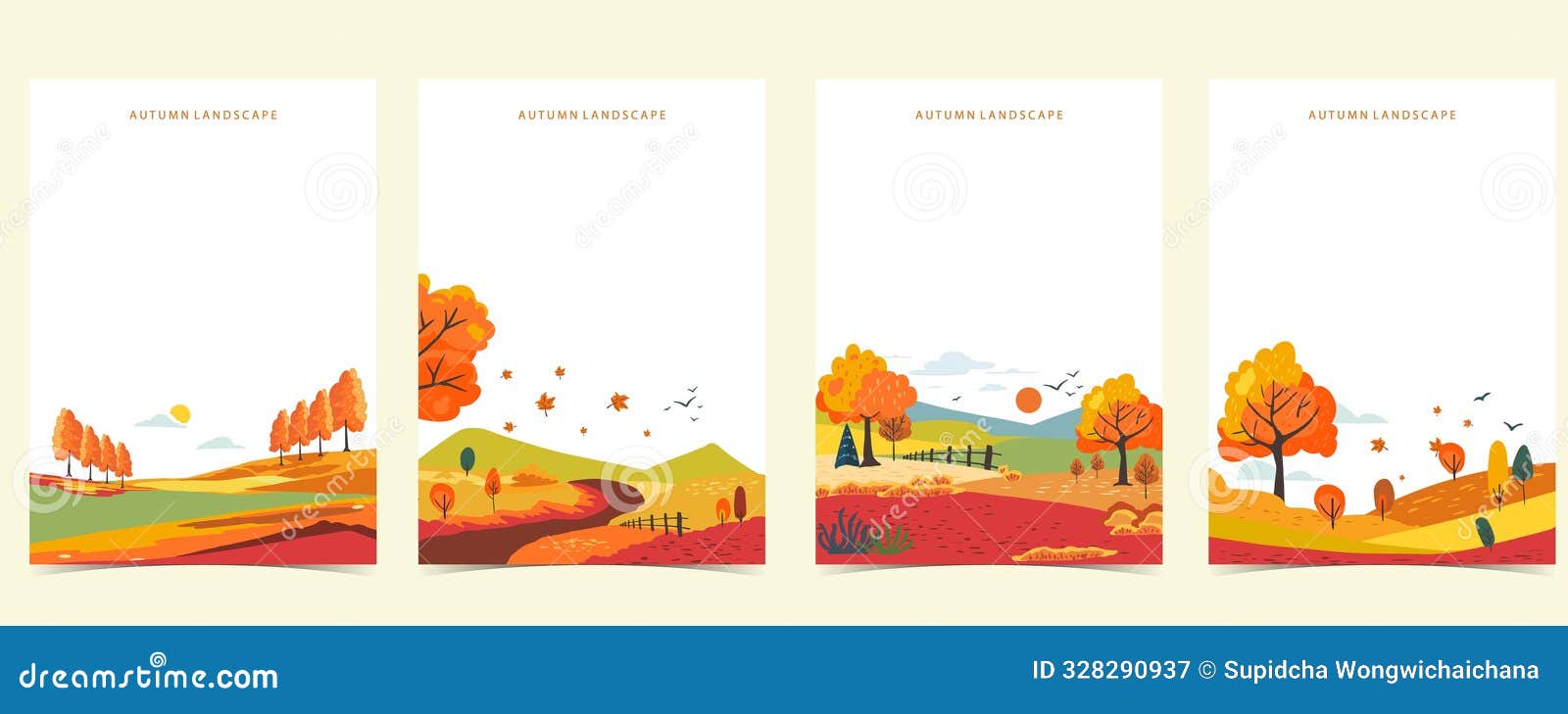 Autumn Background with Beautiful Natural Scene for A4 Vertical Design ...