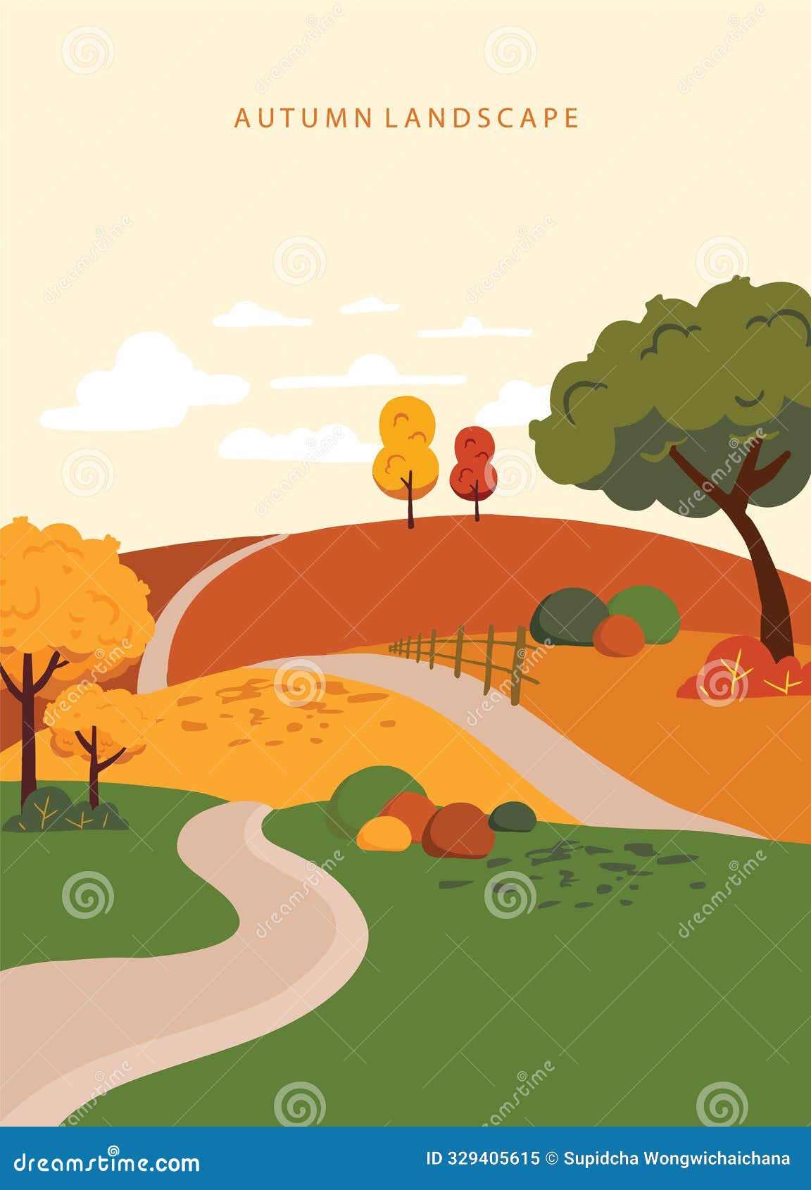 Autumn Background with Beautiful Natural Scene for A4 Vertical Design ...