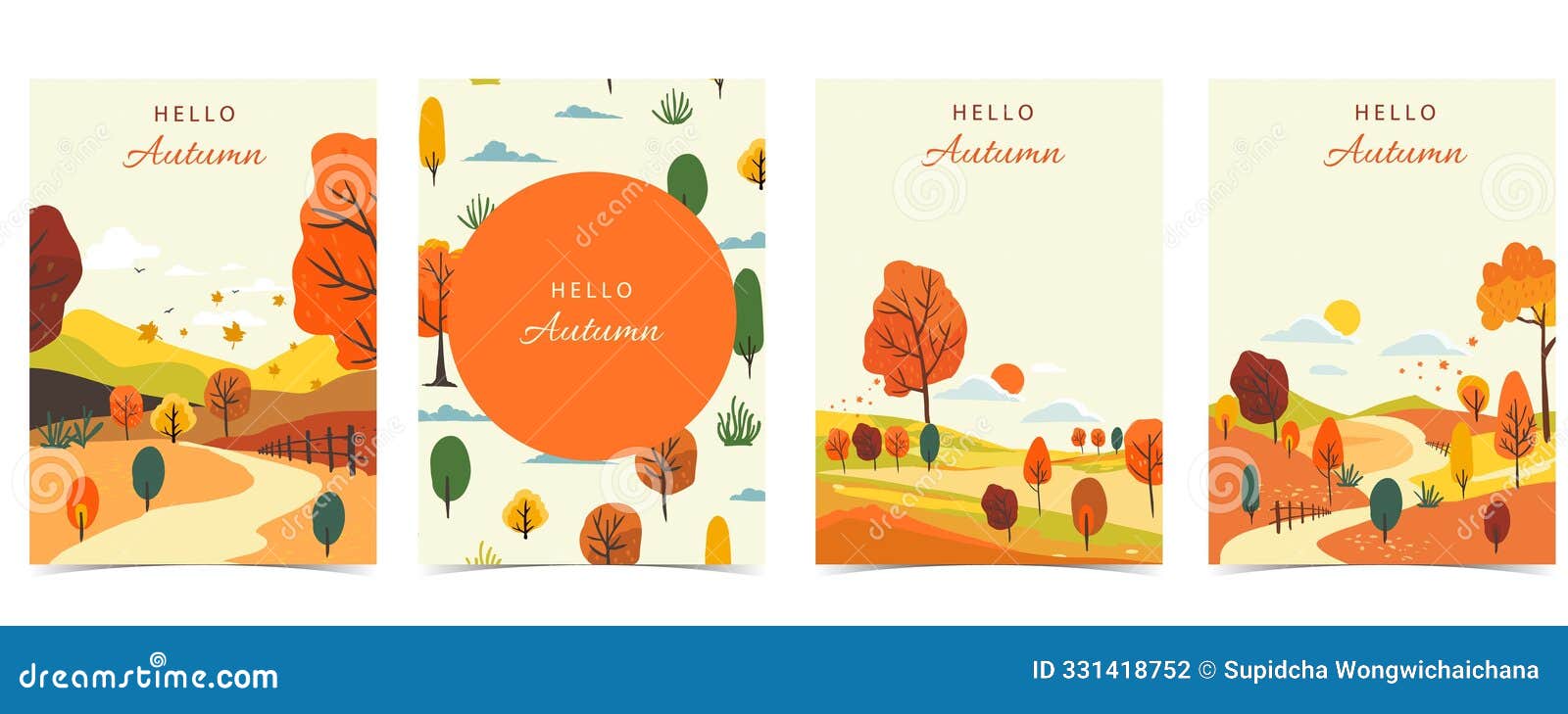 Autumn Background with Beautiful Natural Scene for A4 Vertical Design ...