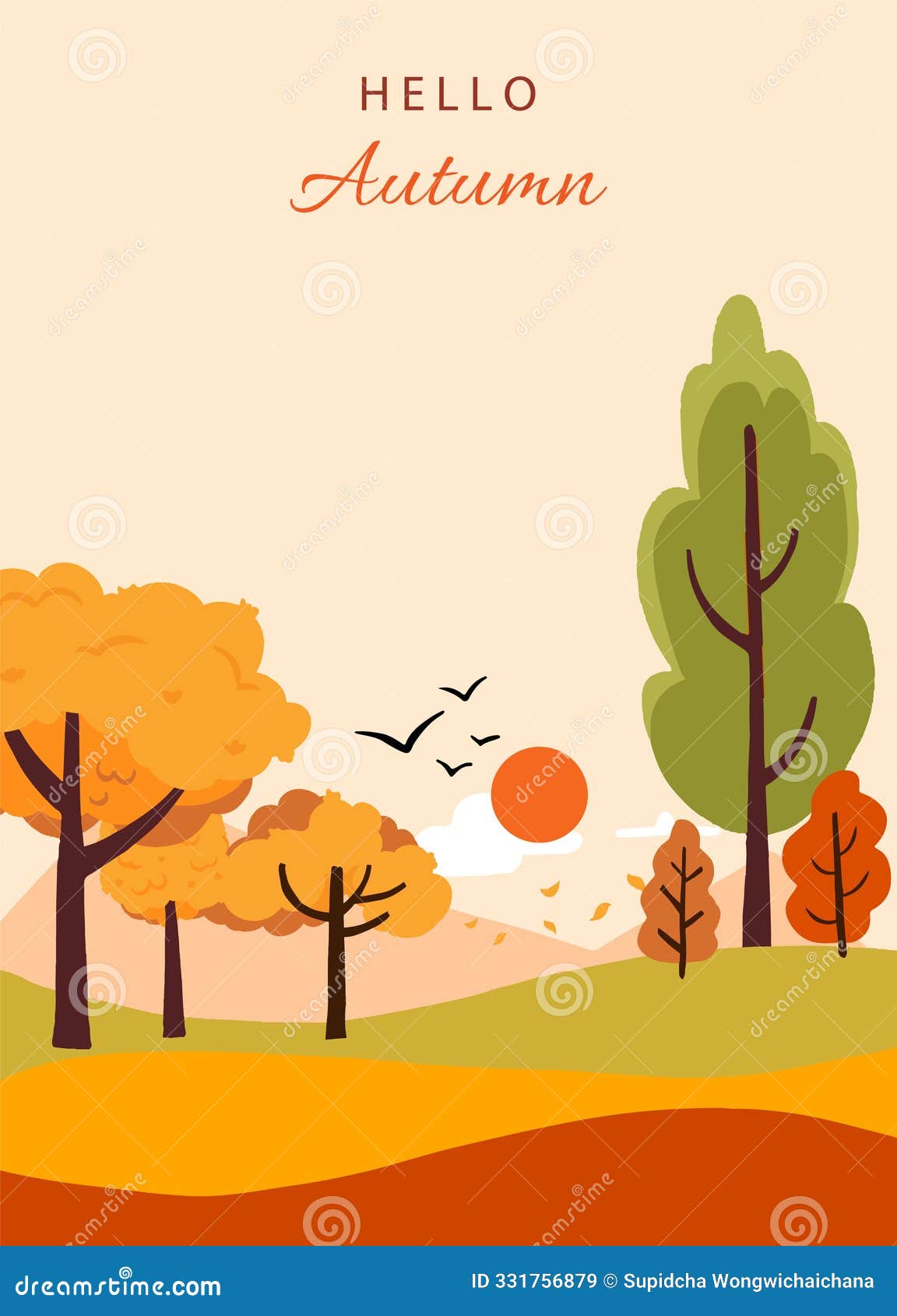 Autumn Background with Beautiful Natural Scene for A4 Vertical Design ...
