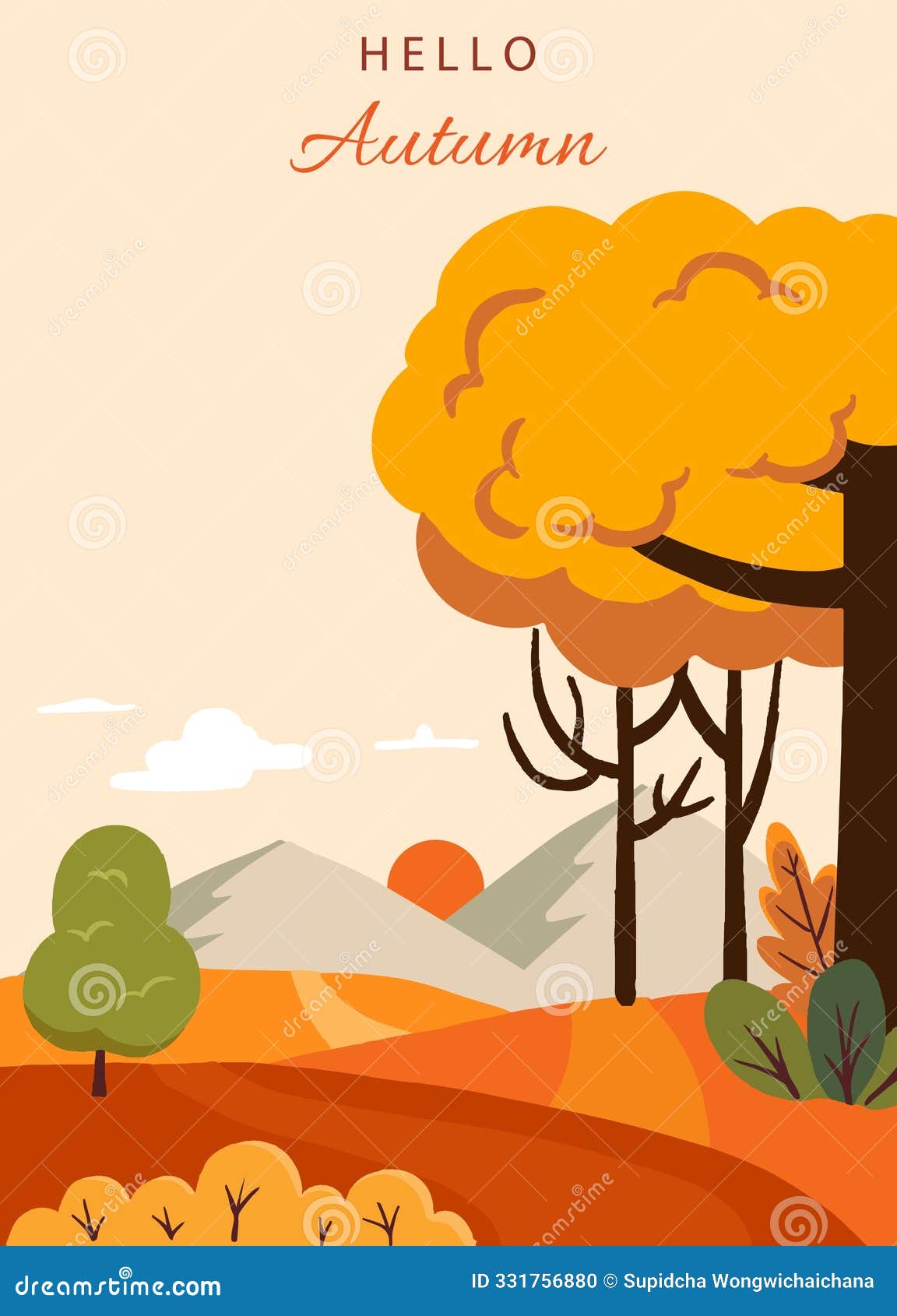 Autumn Background with Beautiful Natural Scene for A4 Vertical Design ...