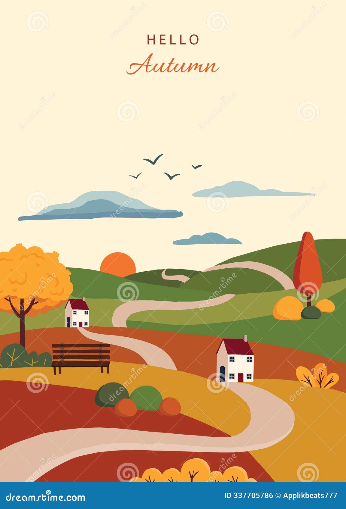 Autumn Background with Beautiful Natural Scene for A4 Vertical Design ...