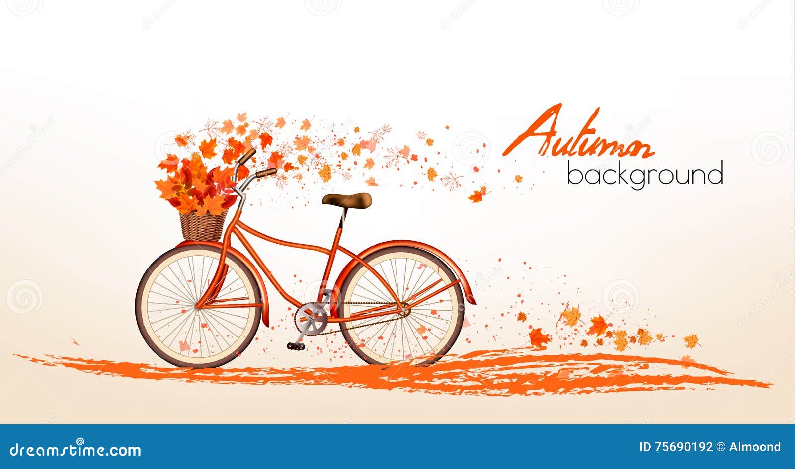 Autumn Background with Colorful Leaves and a Bicycle. Stock Vector ...