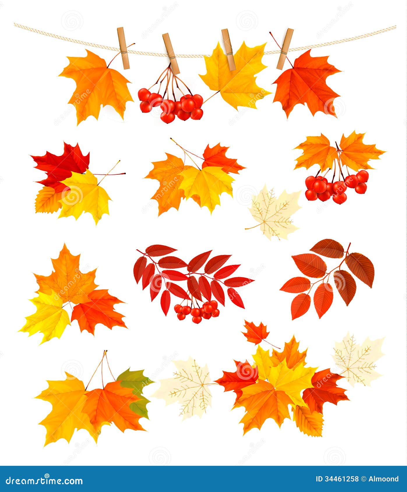 Autumn Background with Colorful Leaves. Design Ele Stock Vector ...
