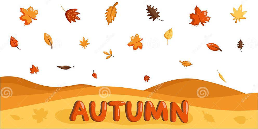 Autumn Background Falling Leaves. Vector Flat Illustration of Falling ...
