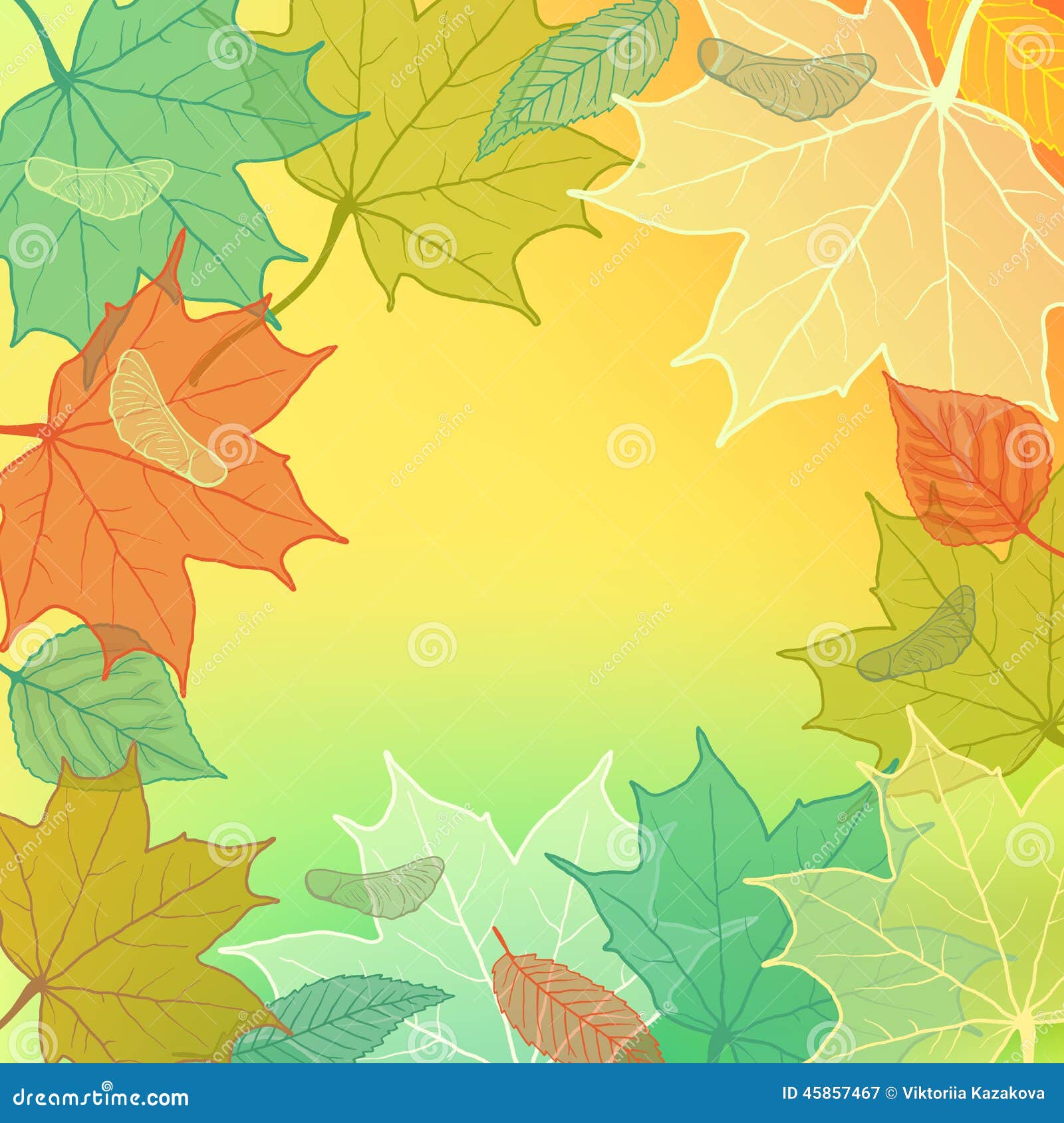 Autumn Background with Hand Drawn Fallen Leaves Stock Vector ...