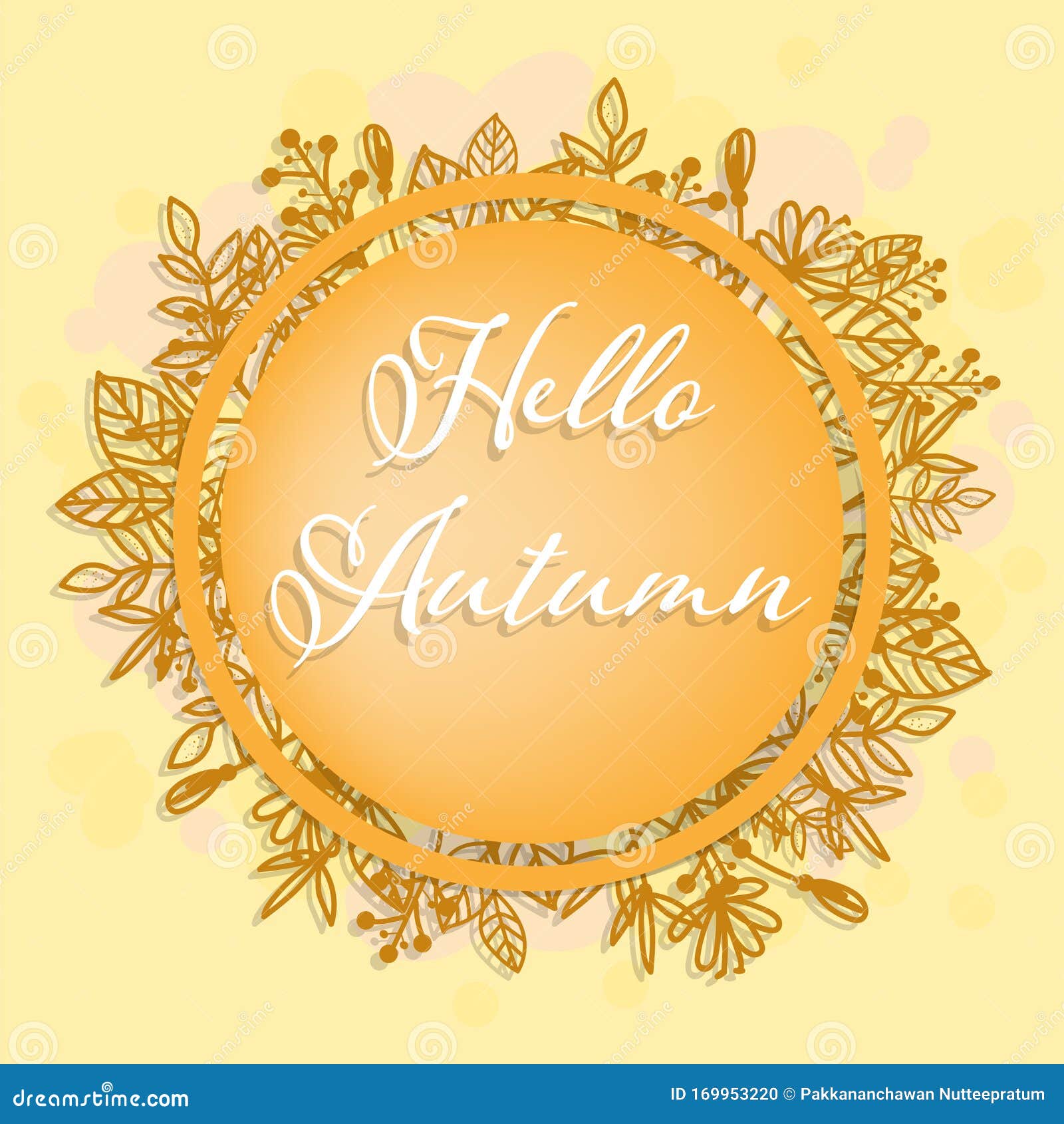 Autumn Background with Hello Autumn Text on Autumn Leaves Frame Stock ...