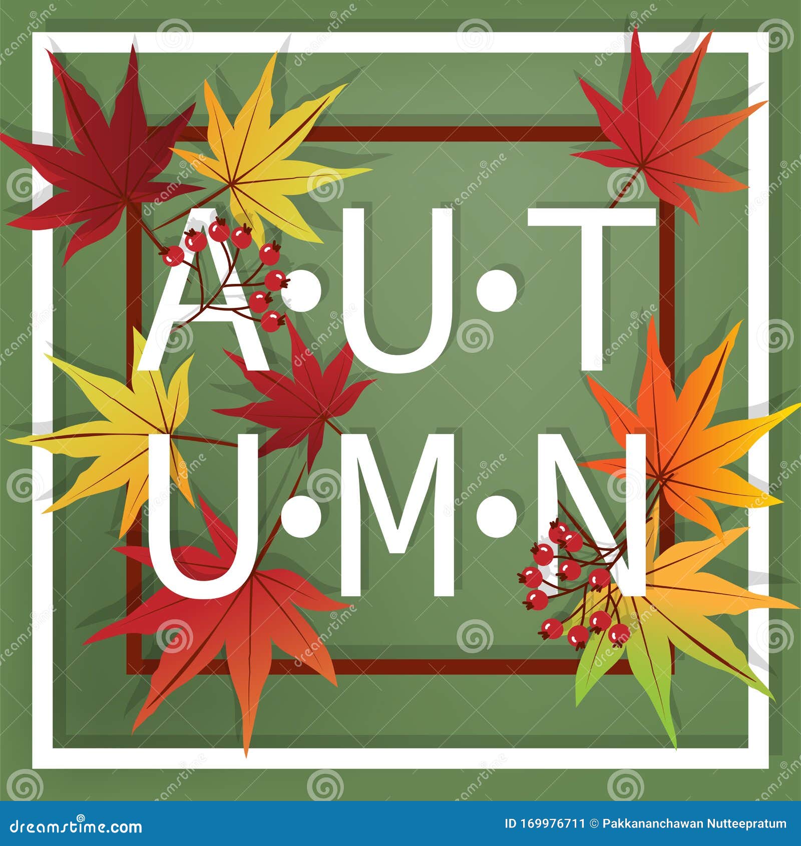 Autumn Background with Hello Autumn Text on Autumn Leaves Frame Stock ...