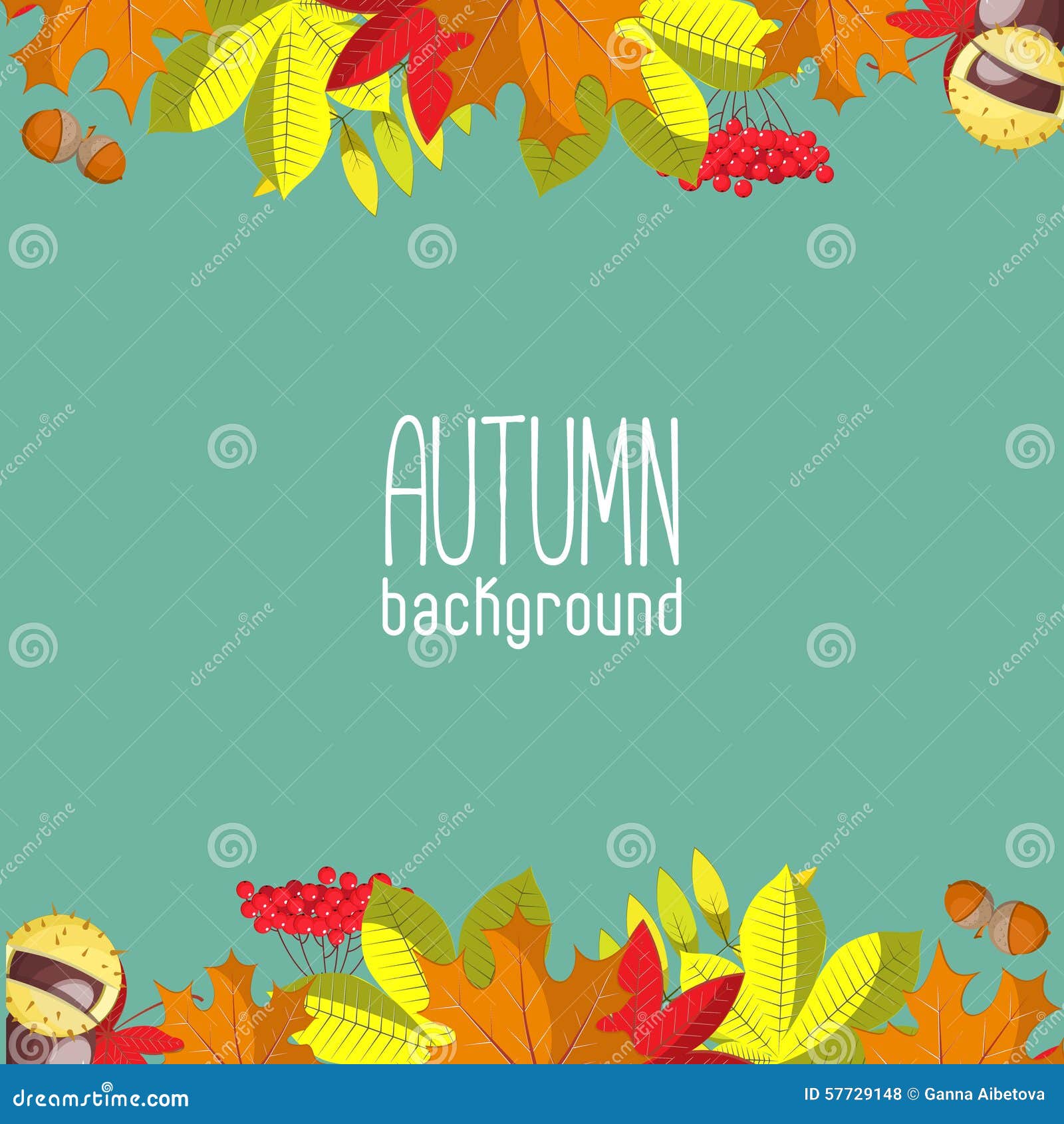 Autumn Background for Invitation or Ad Template with Wreath from Bright ...