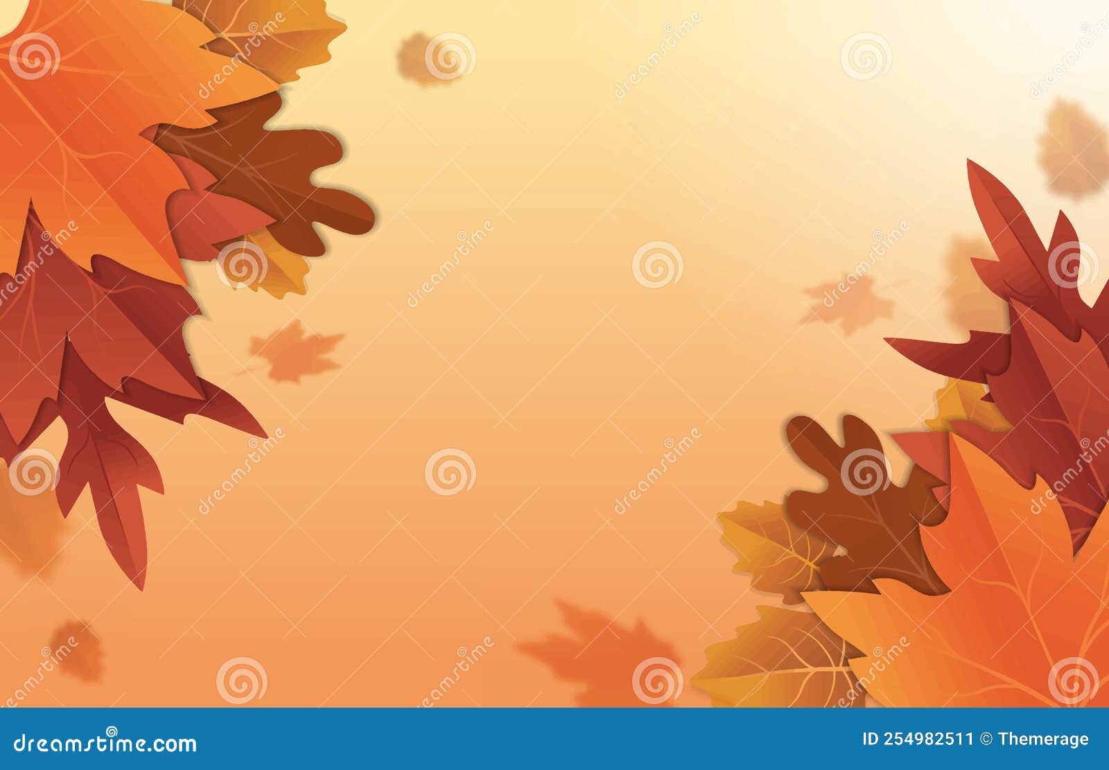 Autumn Background with Leaves Arranged at the Edges Vector Stock Vector ...