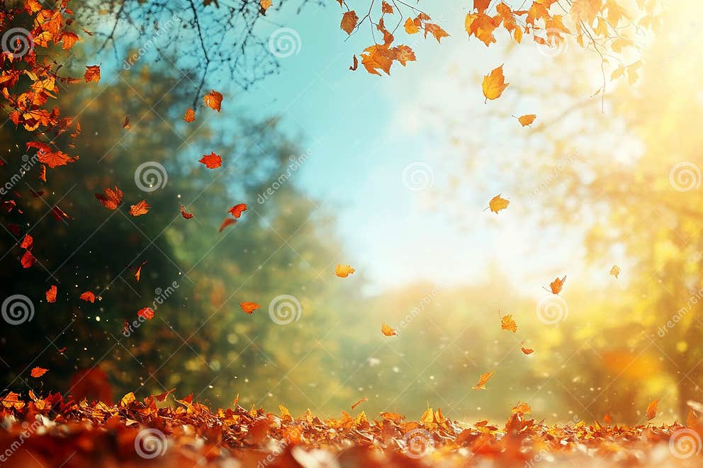 Autumn Background with Autumn Leaves Falling Down Stock Illustration ...
