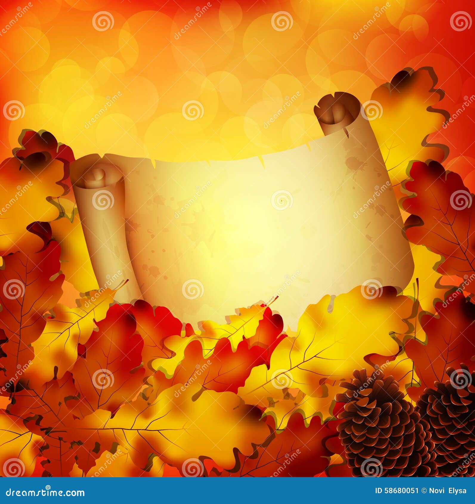 Autumn Background with Leaves and a Paper Stock Vector - Illustration ...