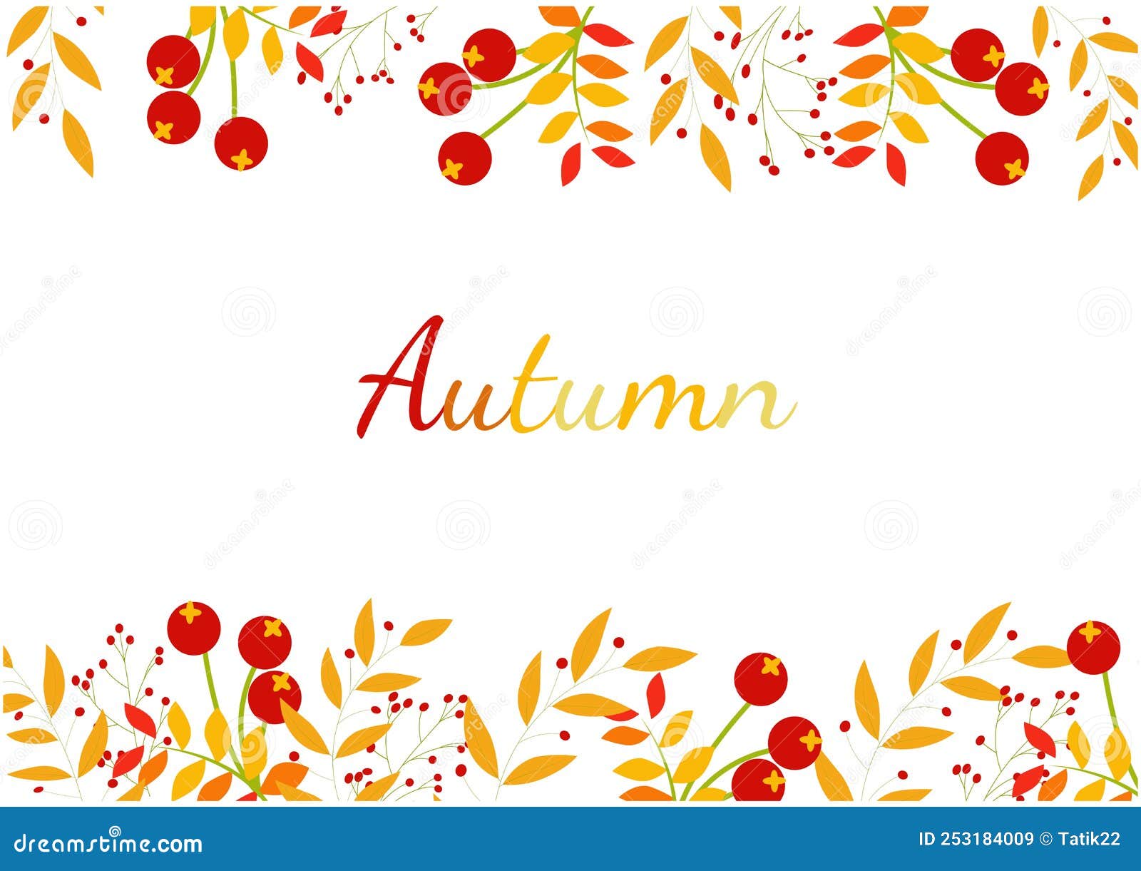 Autumn Background with Leaves and Red Berries. for Your Design Stock ...