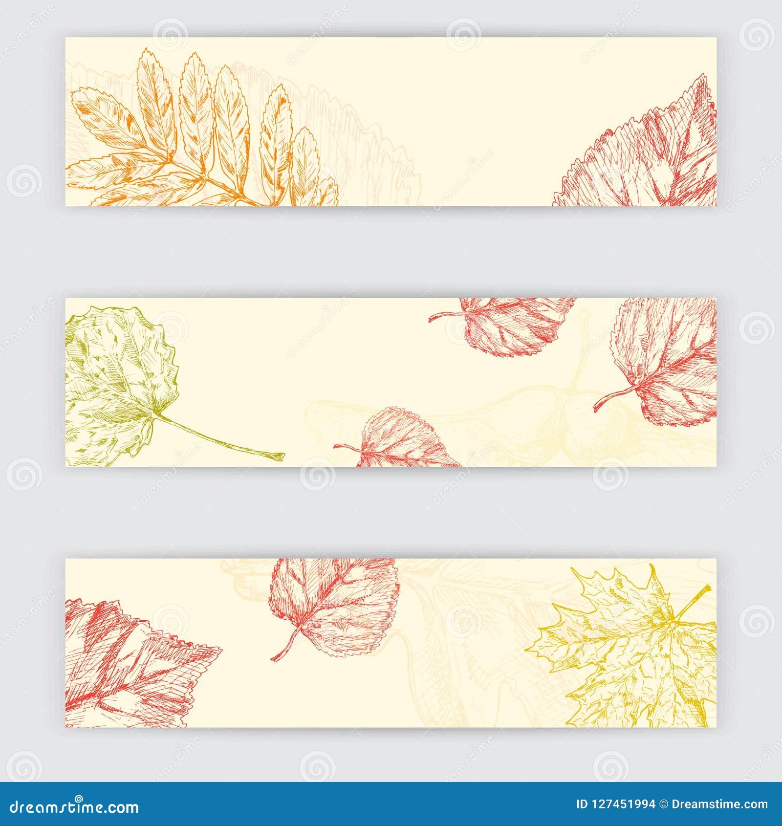 Autumn Background with Leaves for Web-design. Autumn Banners. Hand ...