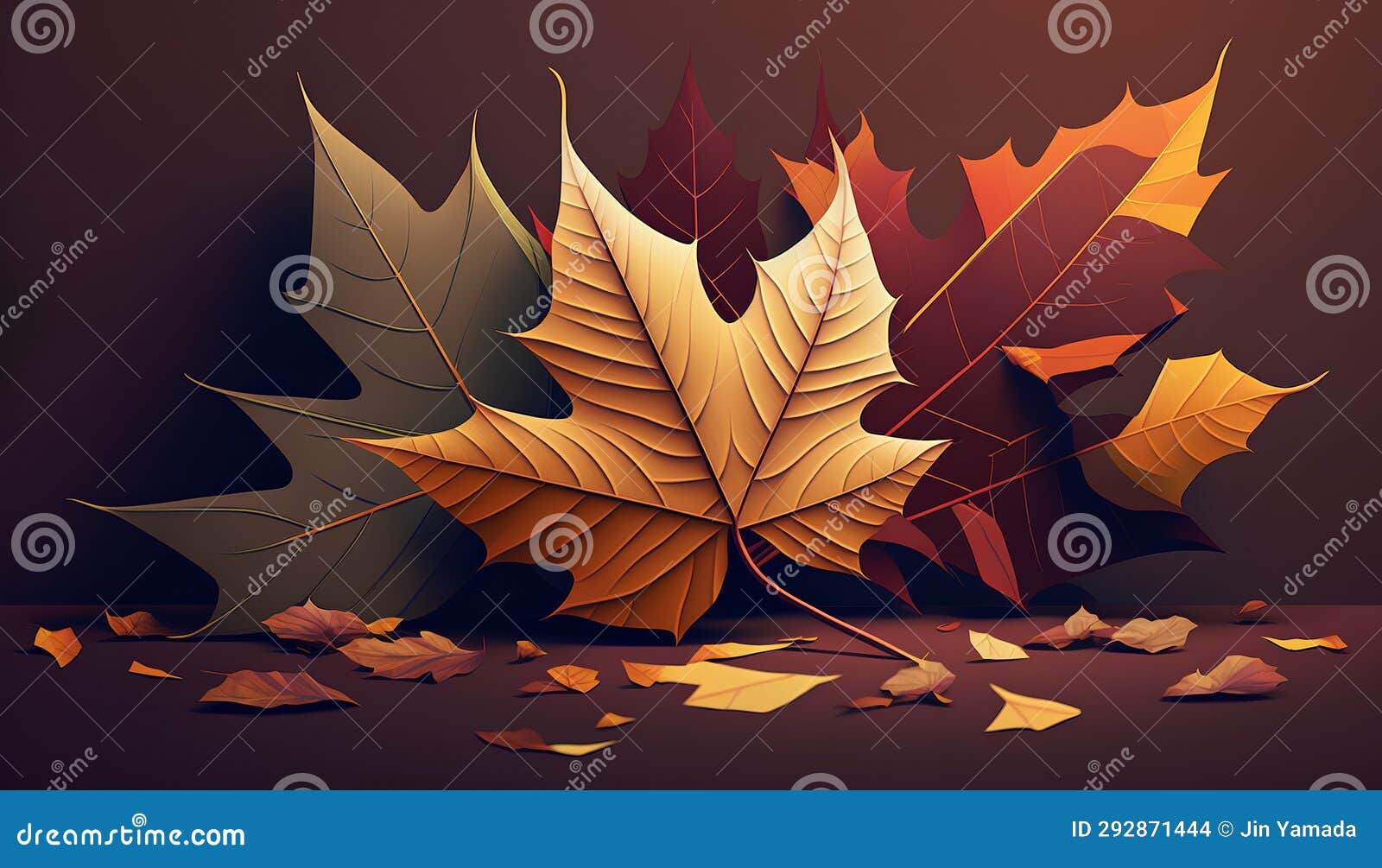Autumn Background with Maple Leaves and Falling Leaves. Vector ...