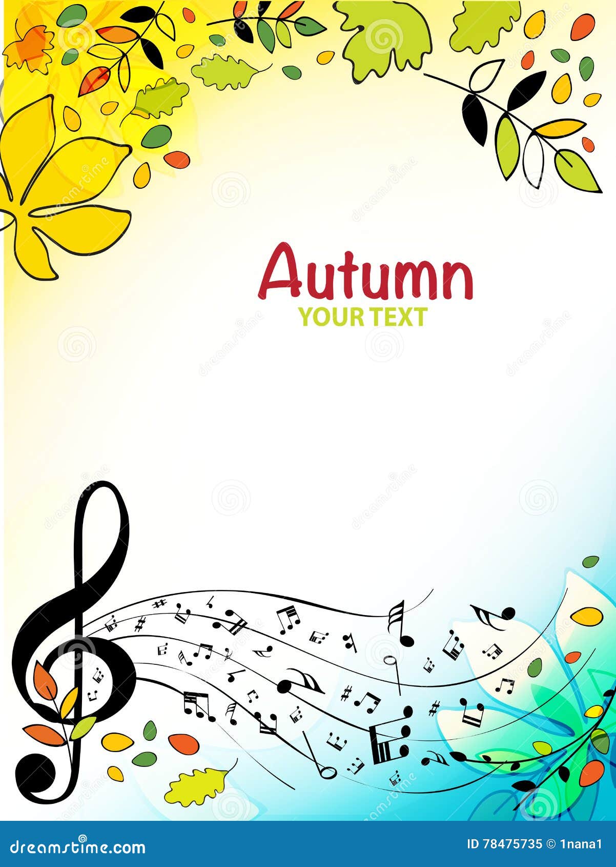 Autumn background music stock vector. Illustration of concert - 78475735