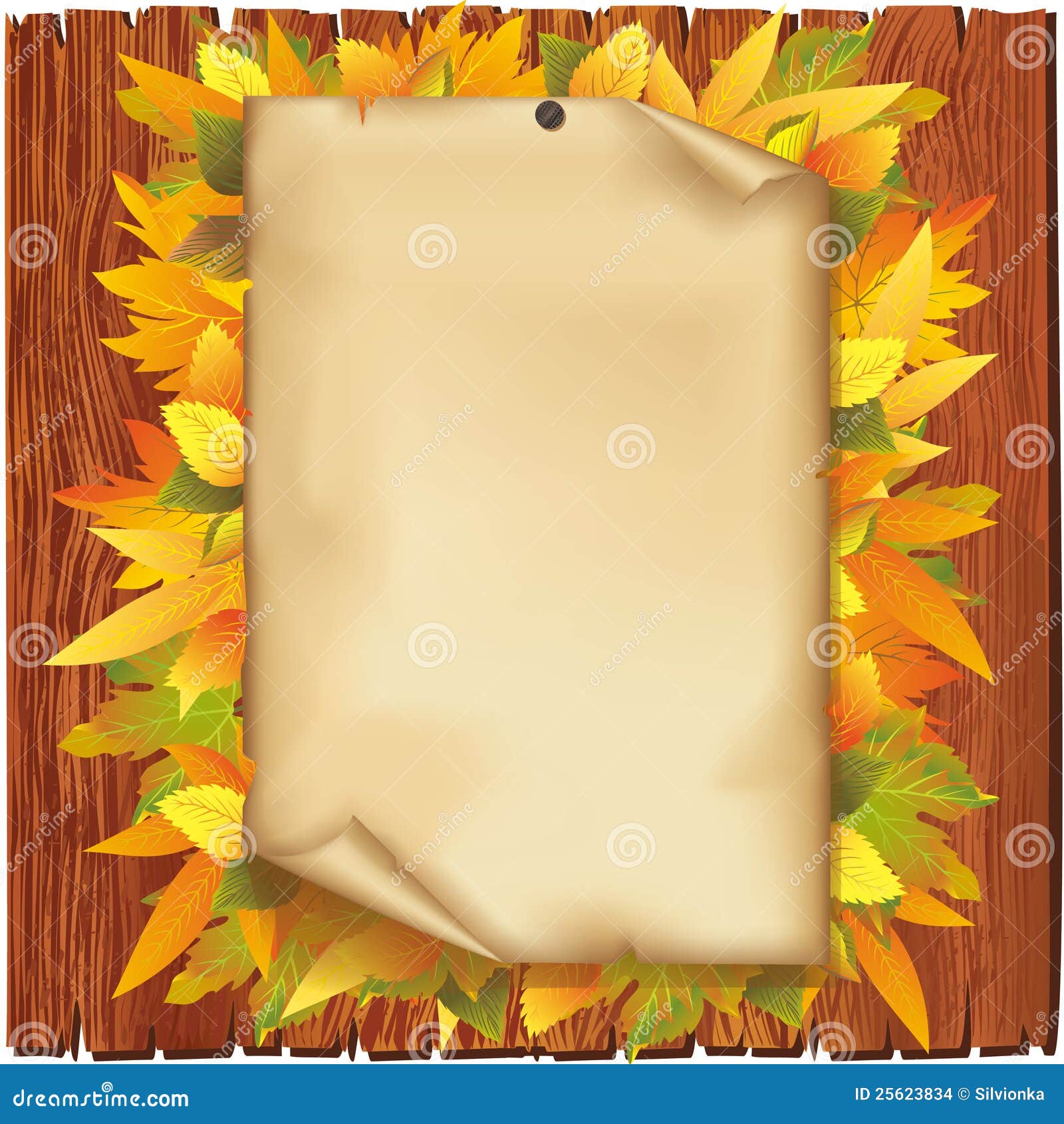 Autumn Background with Old Paper and Yellow Leaves Stock Vector ...