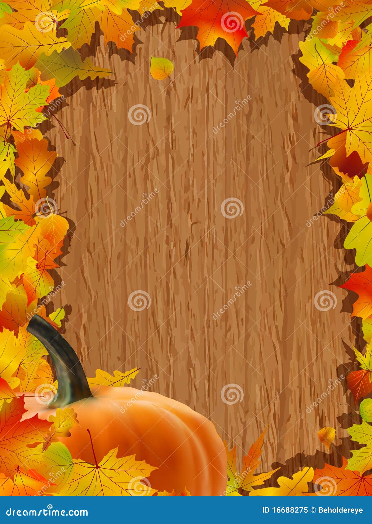 Autumn Background with Pumpkin on Wooden Board. Stock Vector ...