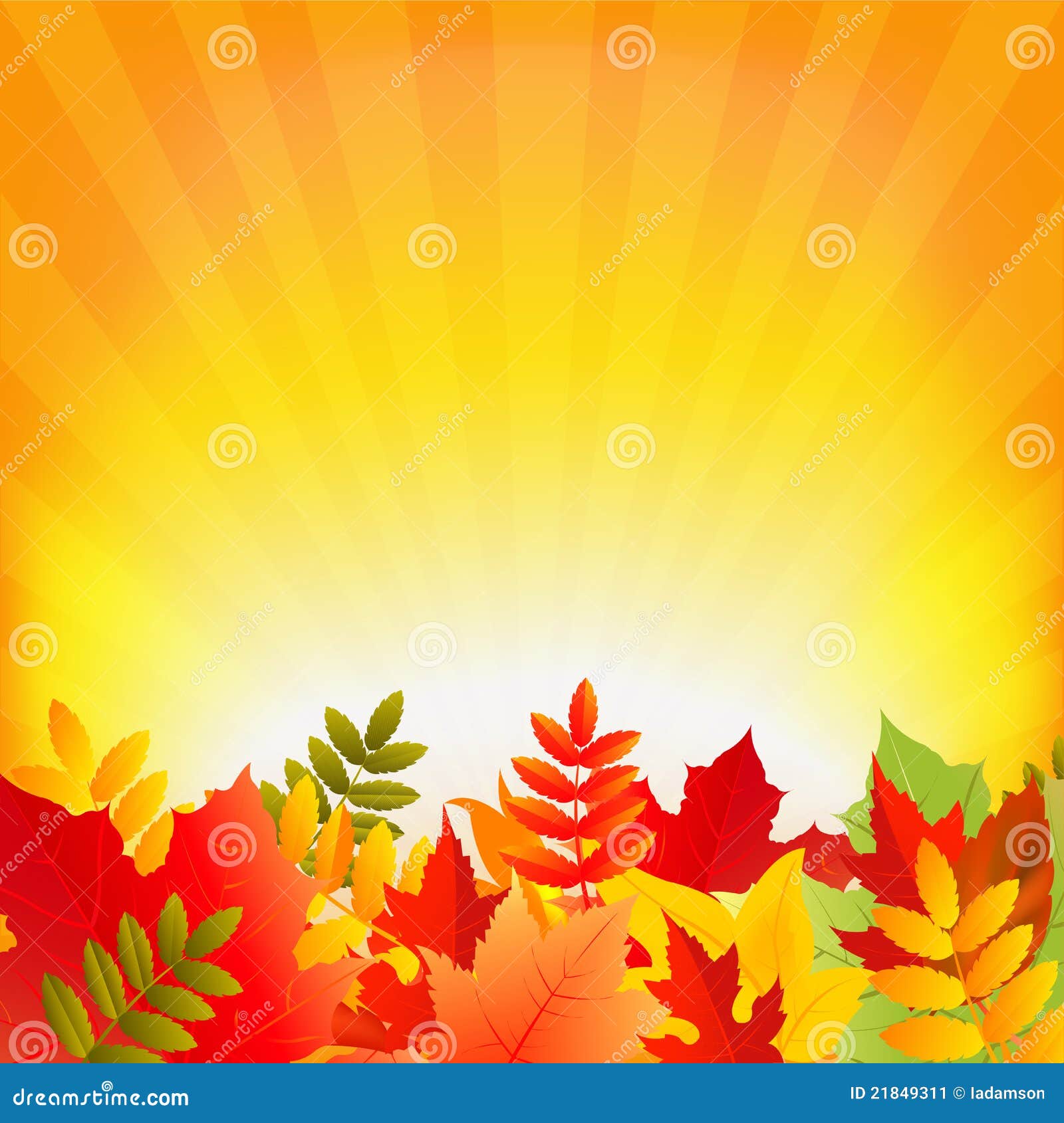 Autumn Background with Sunburst Stock Vector - Illustration of ...