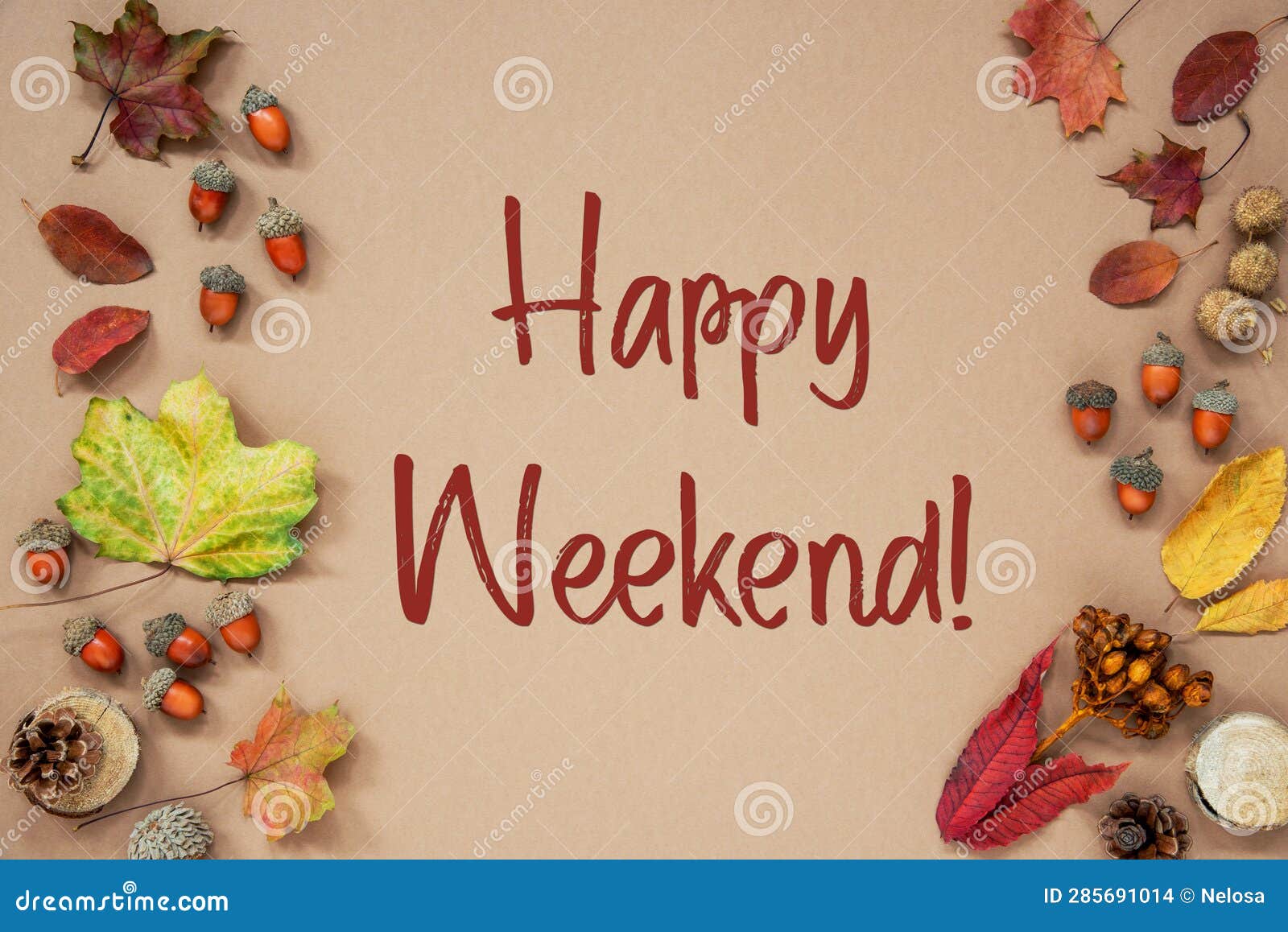 Autumn Background with Text Happy Weekend Stock Photo - Image of ...