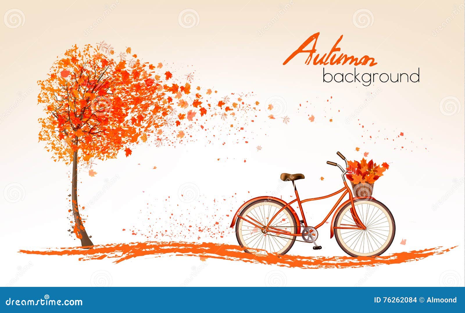 Autumn Background with a Tree and a Bicycle. Stock Vector ...