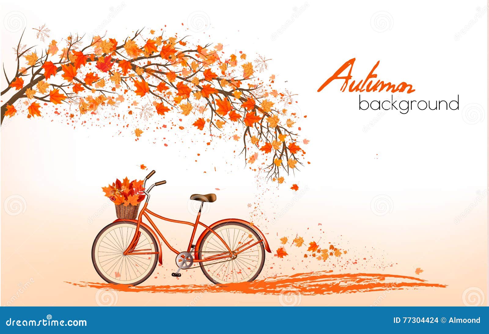Autumn Background with a Tree and a Bicycle. Stock Vector ...