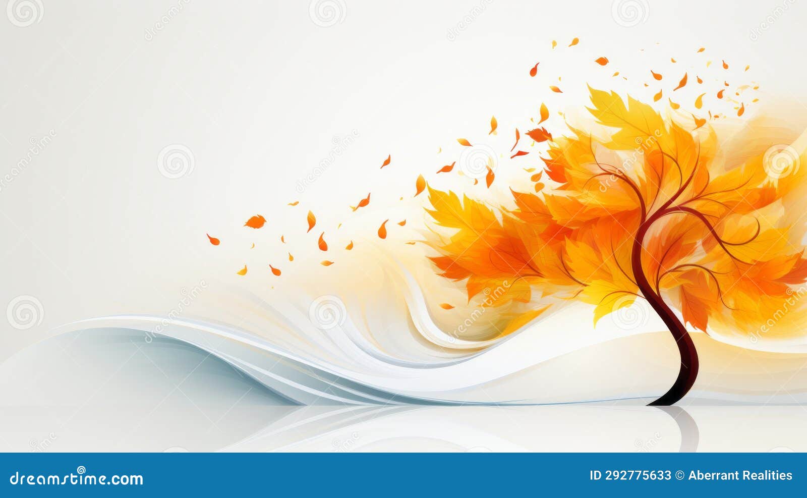 Autumn Background with a Tree and Leaves on a White Background Stock ...