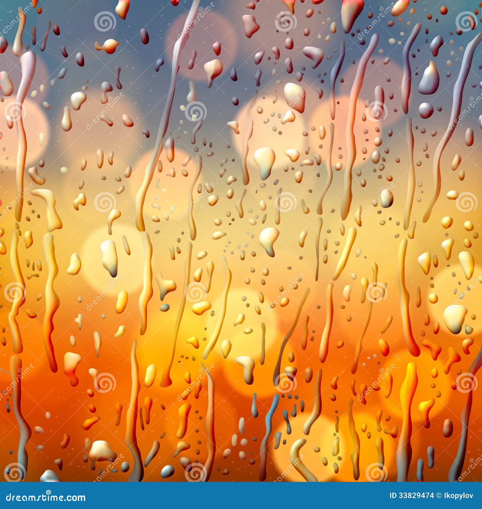 Autumn Background, View through Wet Glass Stock Vector - Illustration ...