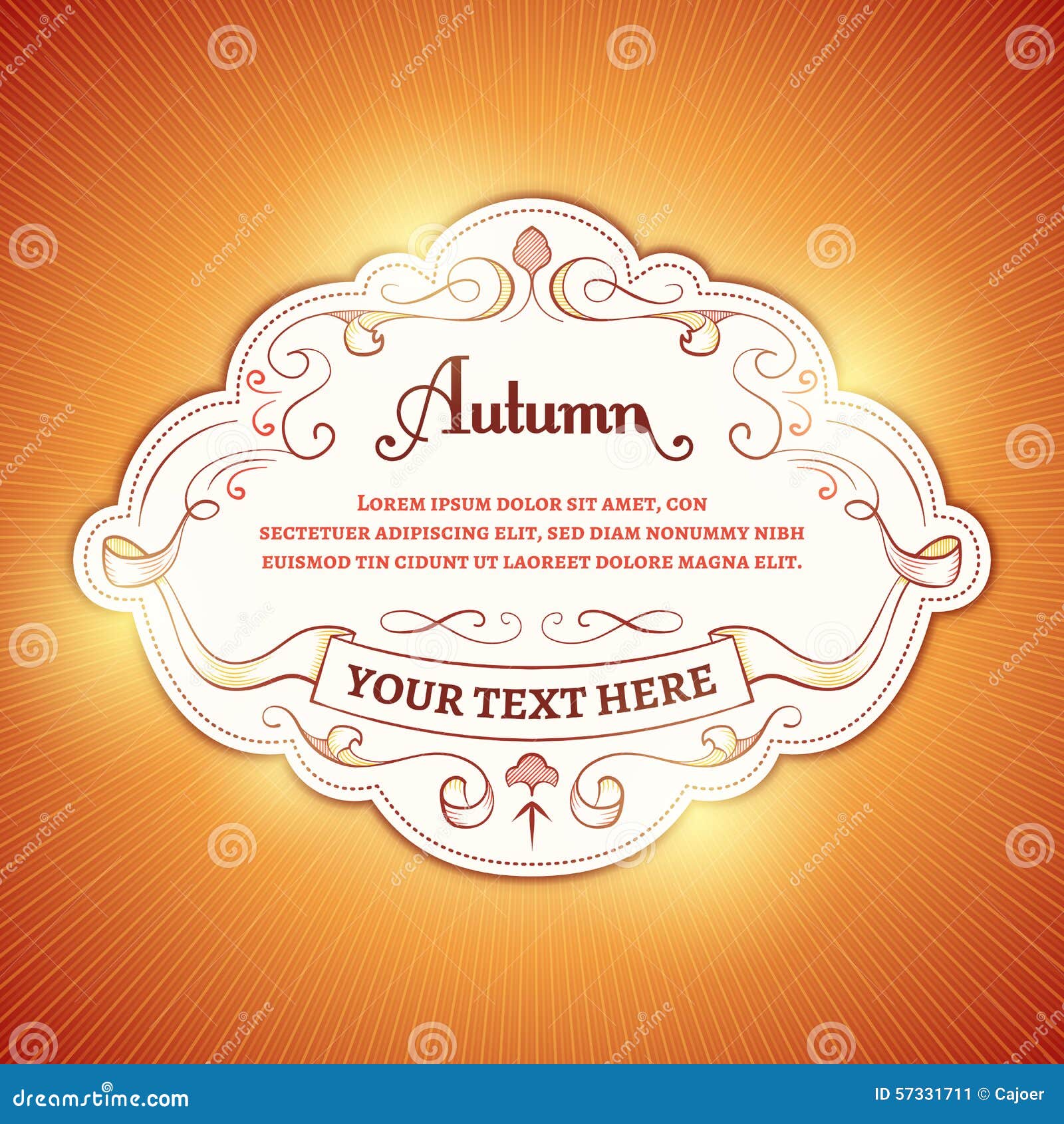 Autumn Background with a White Label on an Orange Background Stock ...