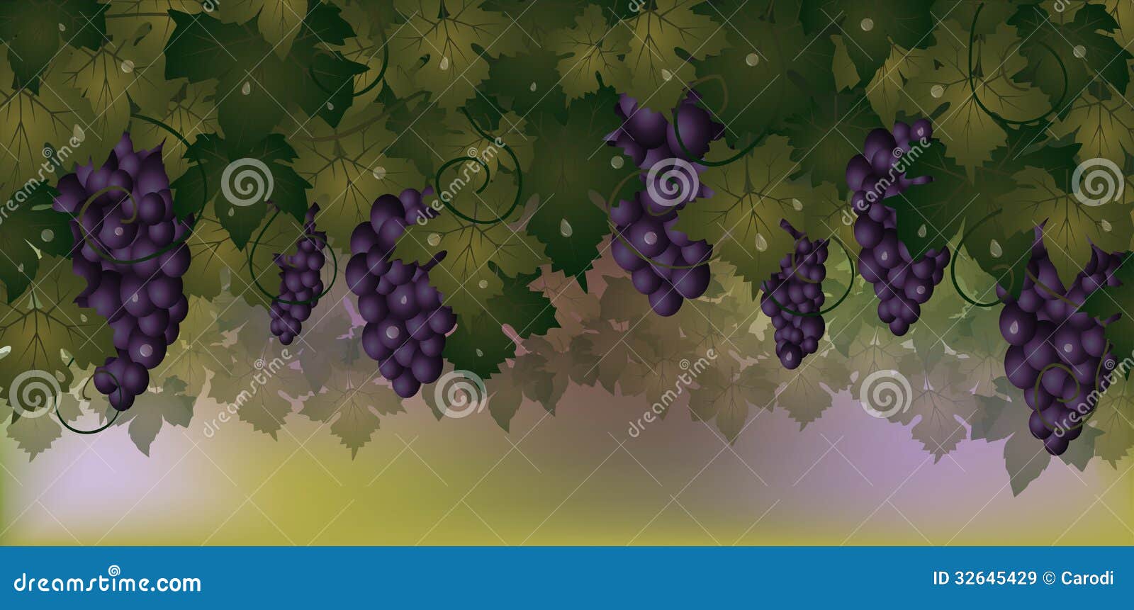 Autumn banner with grapes stock vector. Illustration of field - 32645429