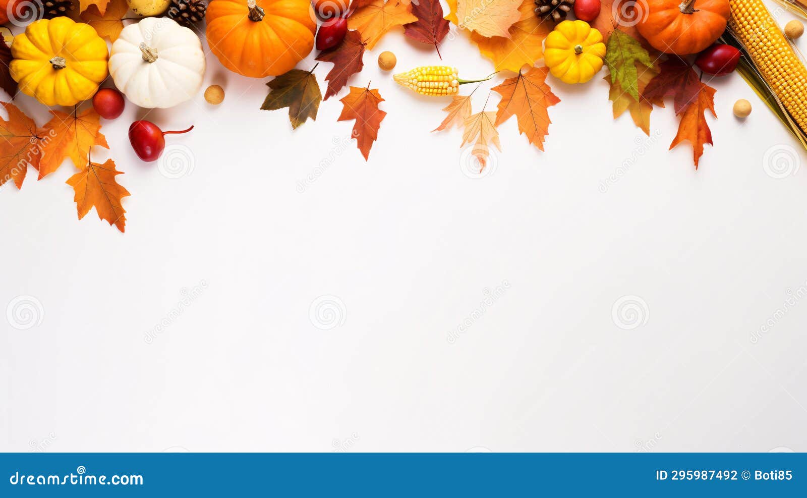 Autumn Banner With Yellow Autumn Leaves And Copy Space For Text Stock
