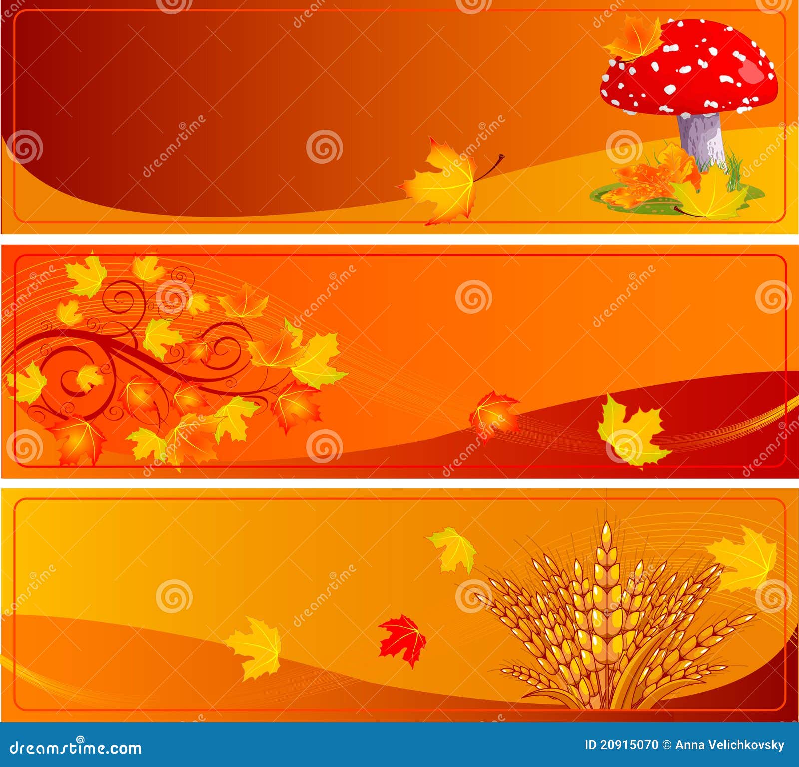 Autumn banners stock vector. Illustration of fall, painting - 20915070