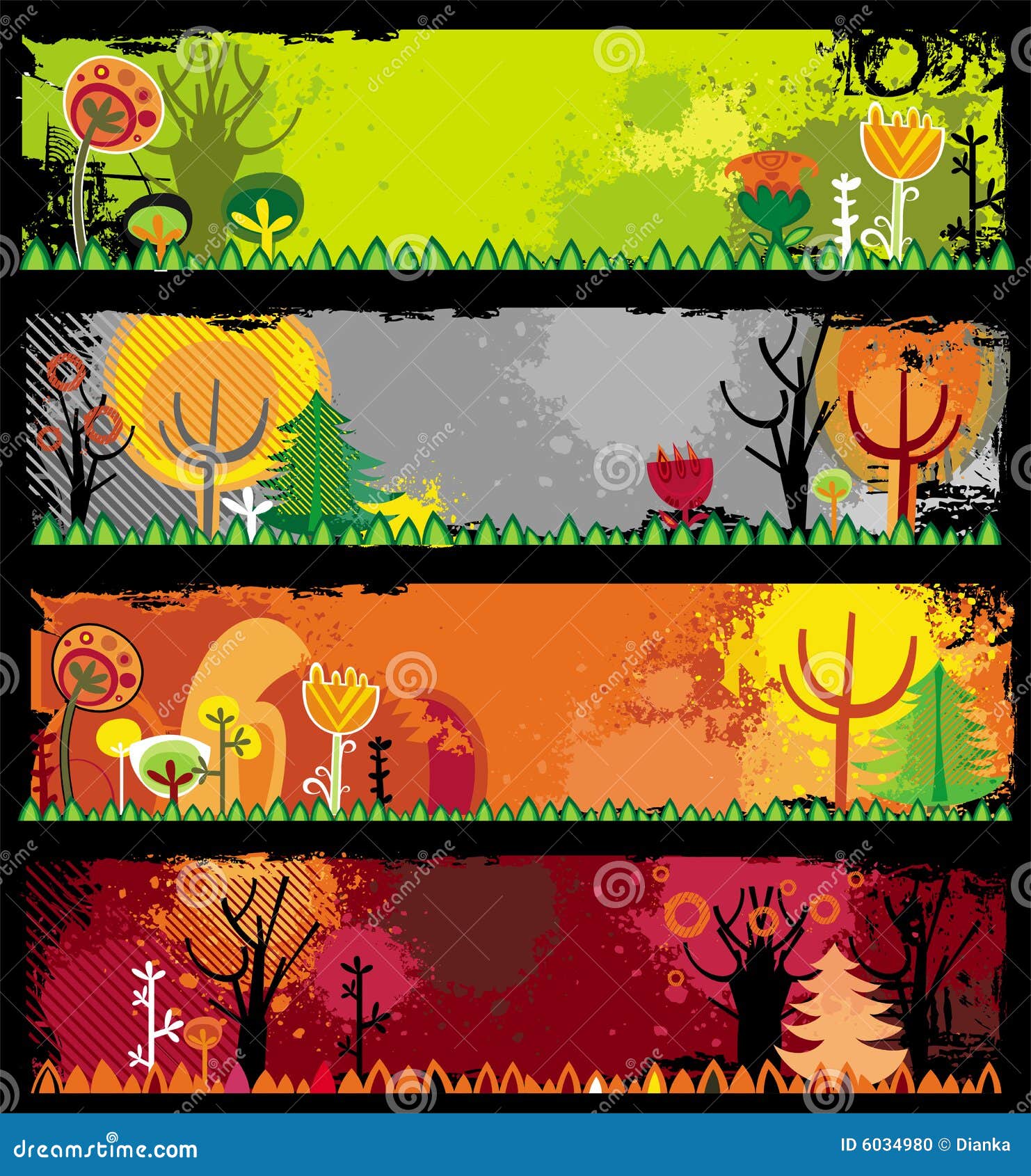 Autumn banners stock vector. Illustration of element, forest - 6034980